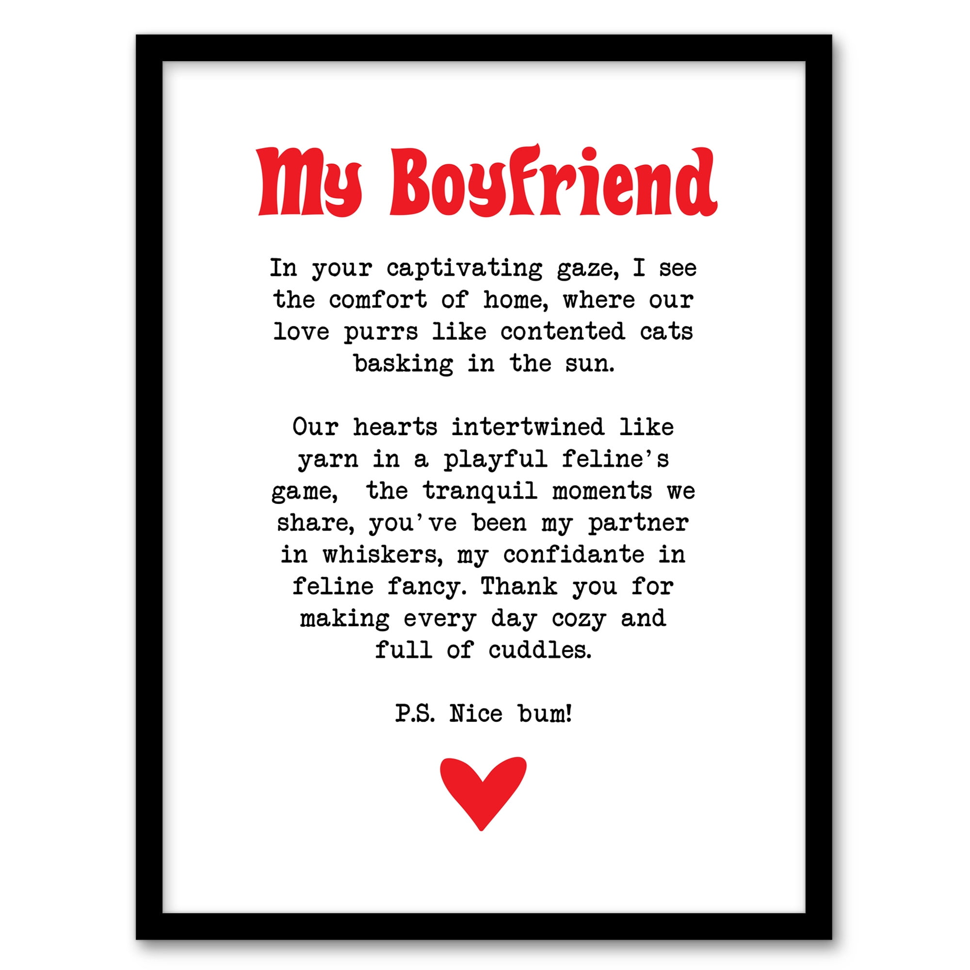 Artery8 Love Poem Cat Lover Boyfriend Romantic Poetry Fun Bedroom ...