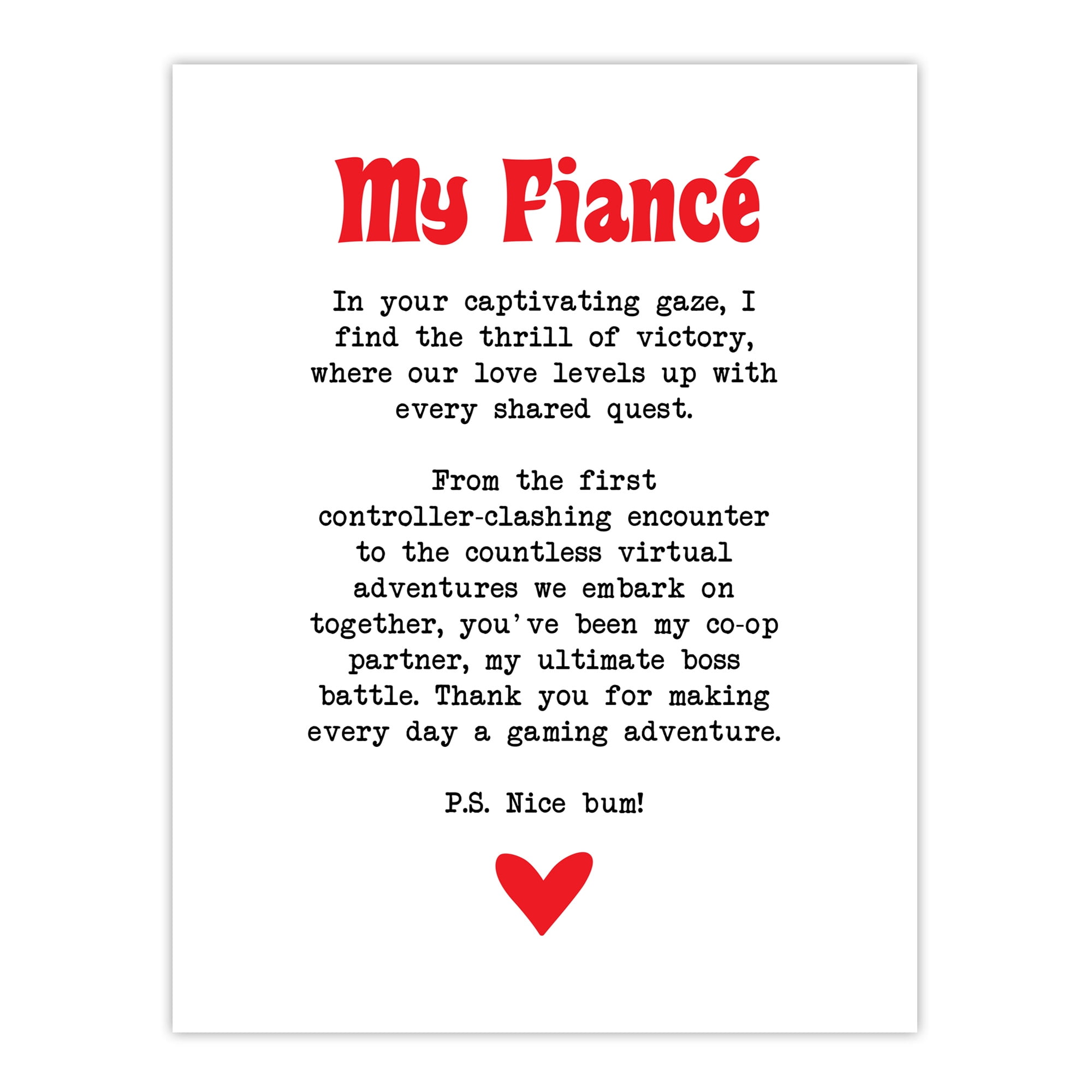 Artery8 Love Poem Gamer Nerd Fiancé Romantic Poetry Fun Bedroom Extra ...