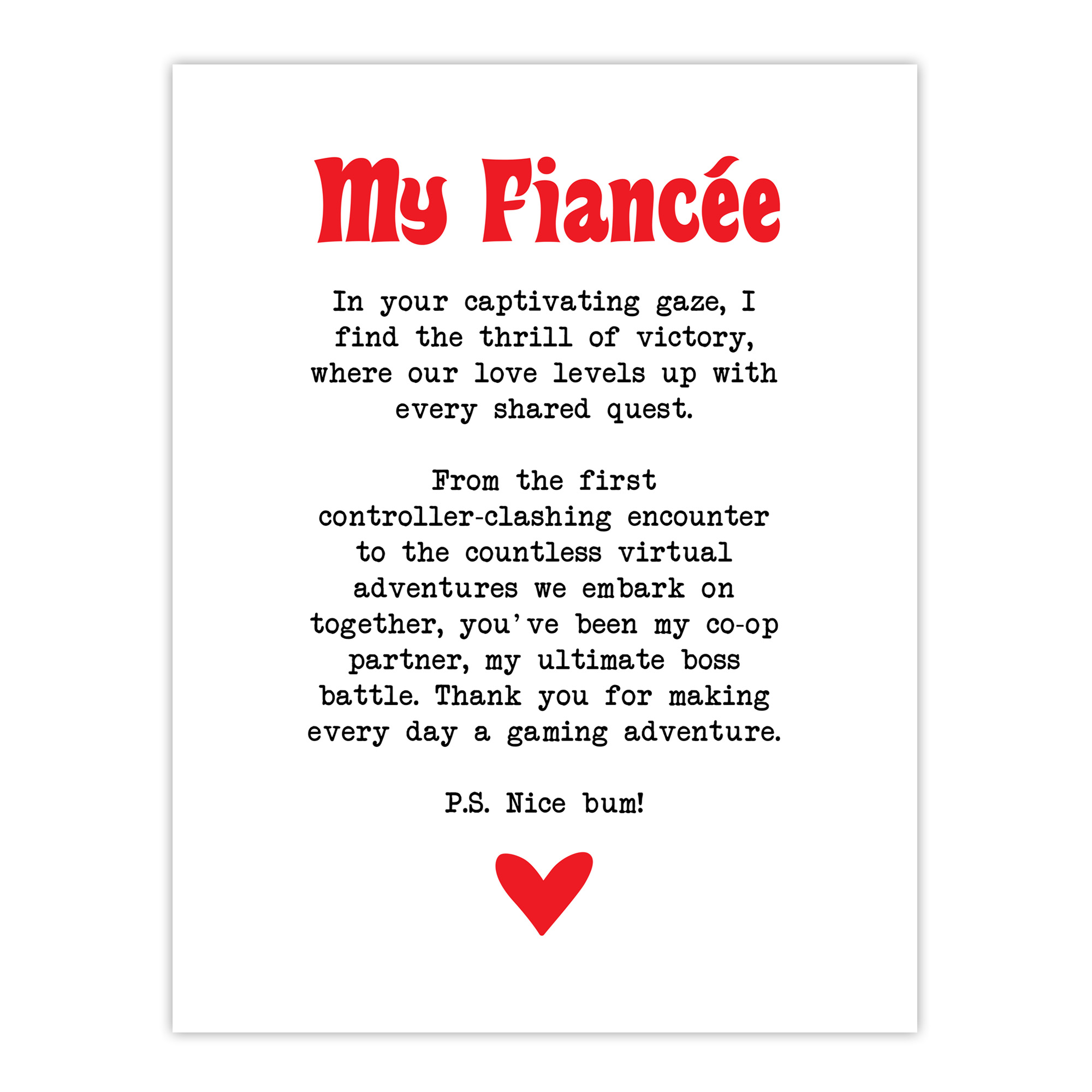 Artery8 Love Poem Gamer Nerd Fiancée Romantic Poetry Fun Bedroom ...