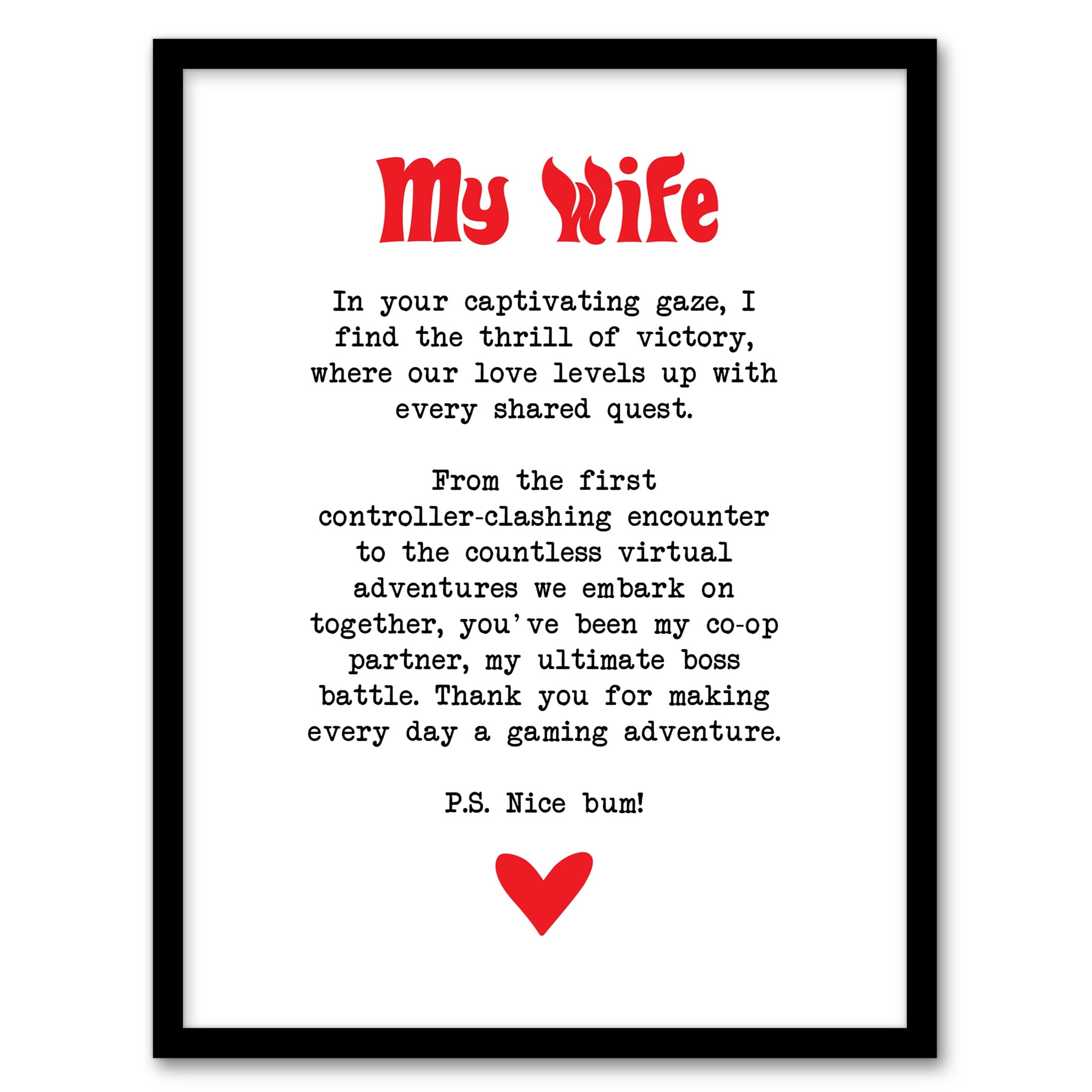 Artery8 Love Poem Gamer Nerd Wife Romantic Poetry Fun Bedroom Artwork ...