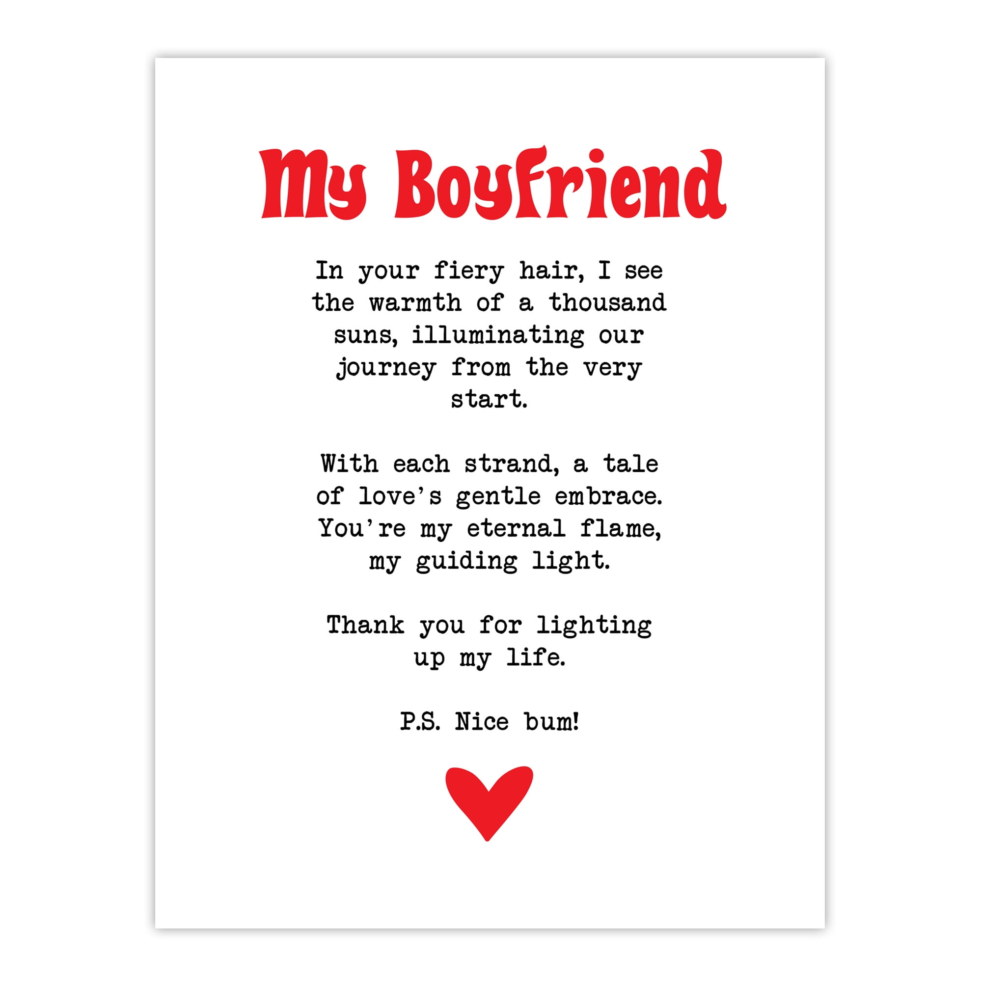 Artery8 Love Poem Ginger Boyfriend Romantic Funny Bedroom Extra Large ...