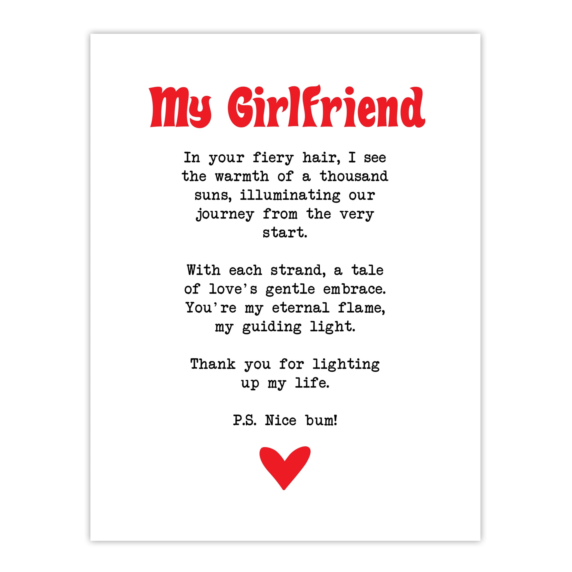 Artery8 Love Poem Ginger Girlfriend Romantic Funny Bedroom Extra Large ...