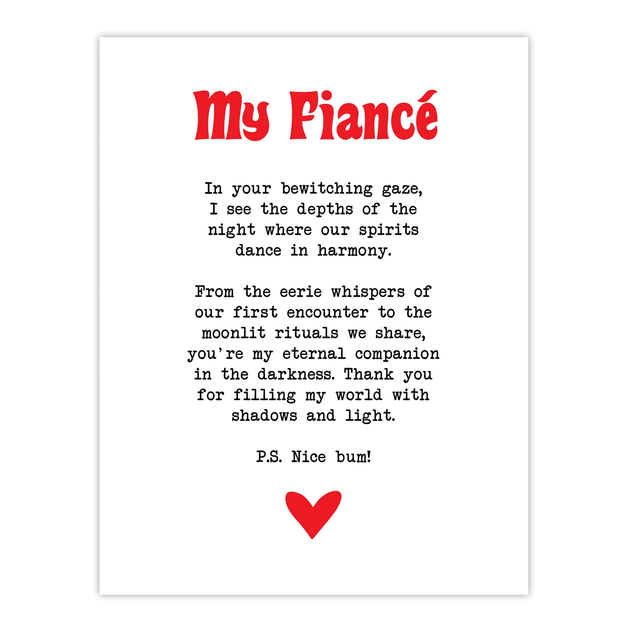 Artery8 Love Poem Goth Fiancé Romantic Poetry Fun Bedroom Unframed Wall ...