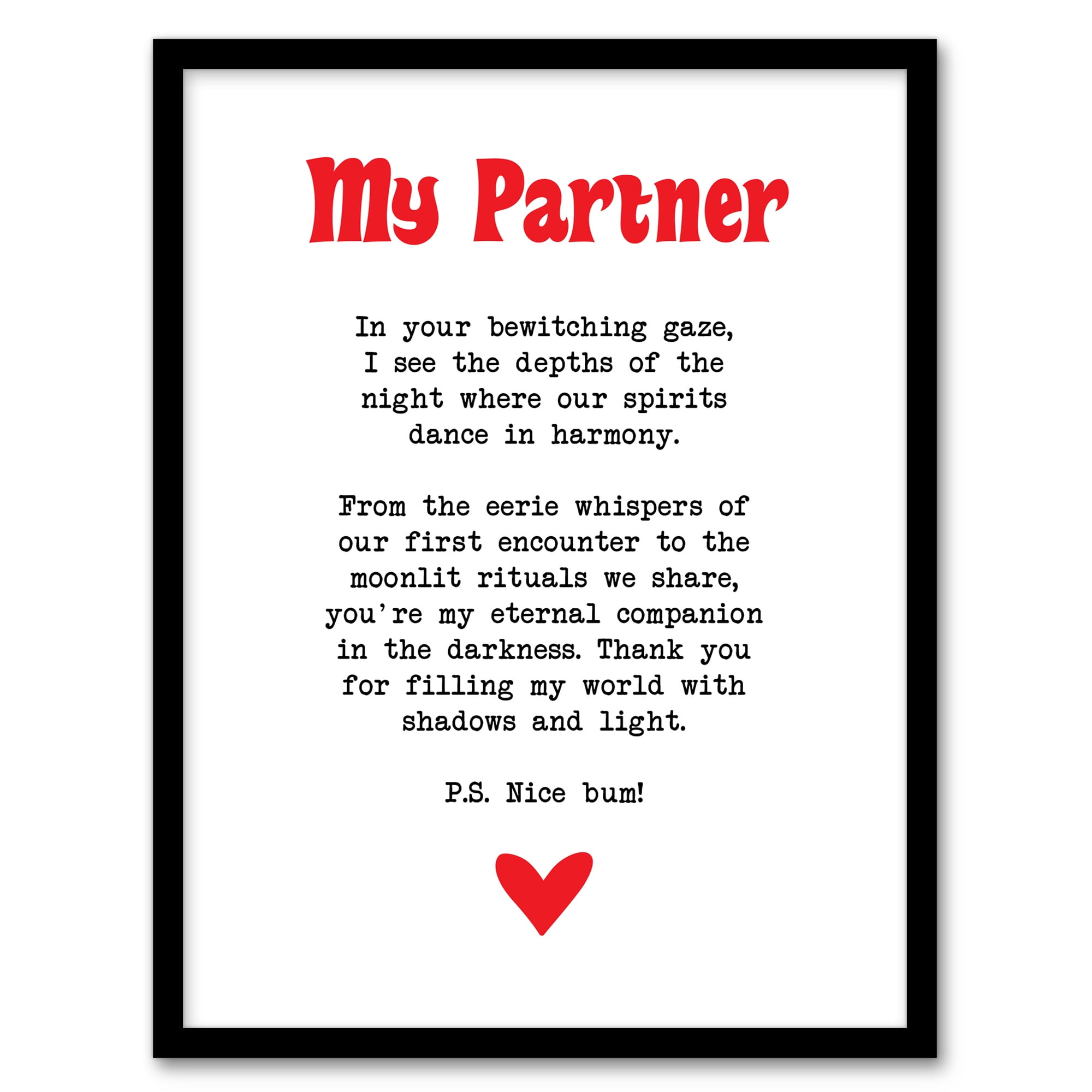 Artery8 Love Poem Goth Partner Romantic Poetry Fun Bedroom Artwork ...
