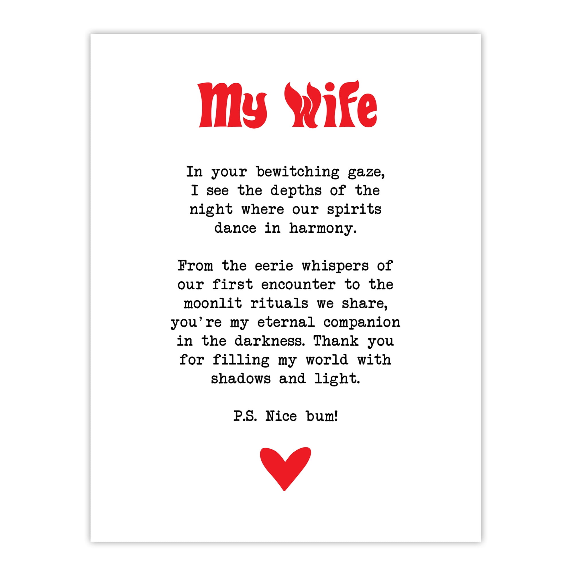 Artery8 Love Poem Goth Wife Romantic Poetry Fun Bedroom Extra Large XL ...