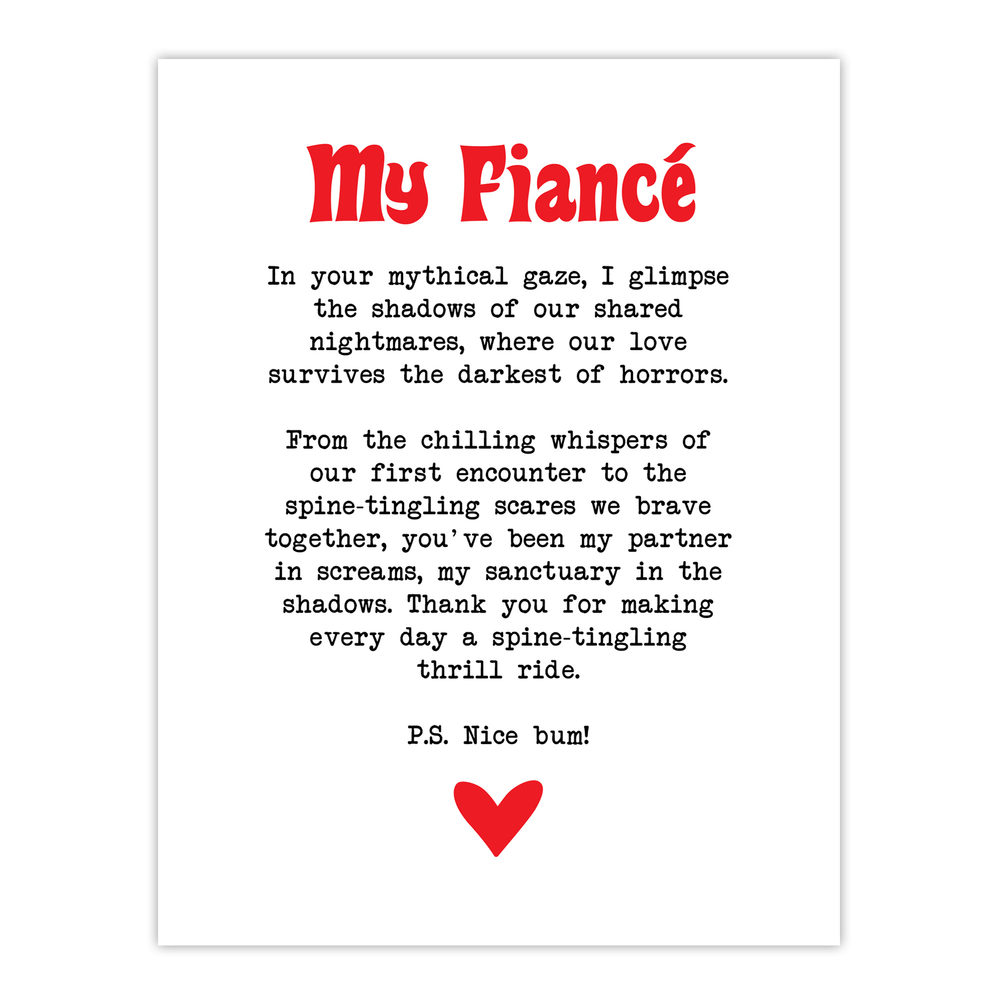 Artery8 Love Poem Horror Fan Fiancé Romantic Poetry Fun Bedroom ...