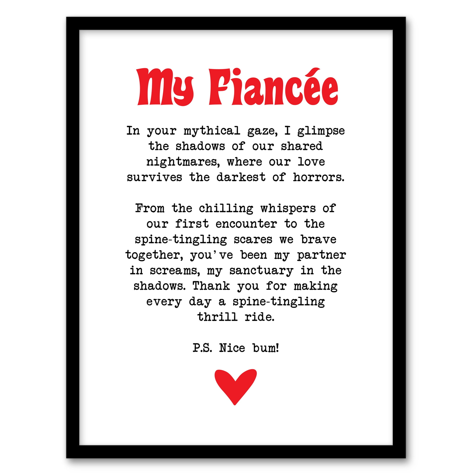 Artery8 Love Poem Horror Fan Fiancée Romantic Poetry Fun Bedroom Art ...