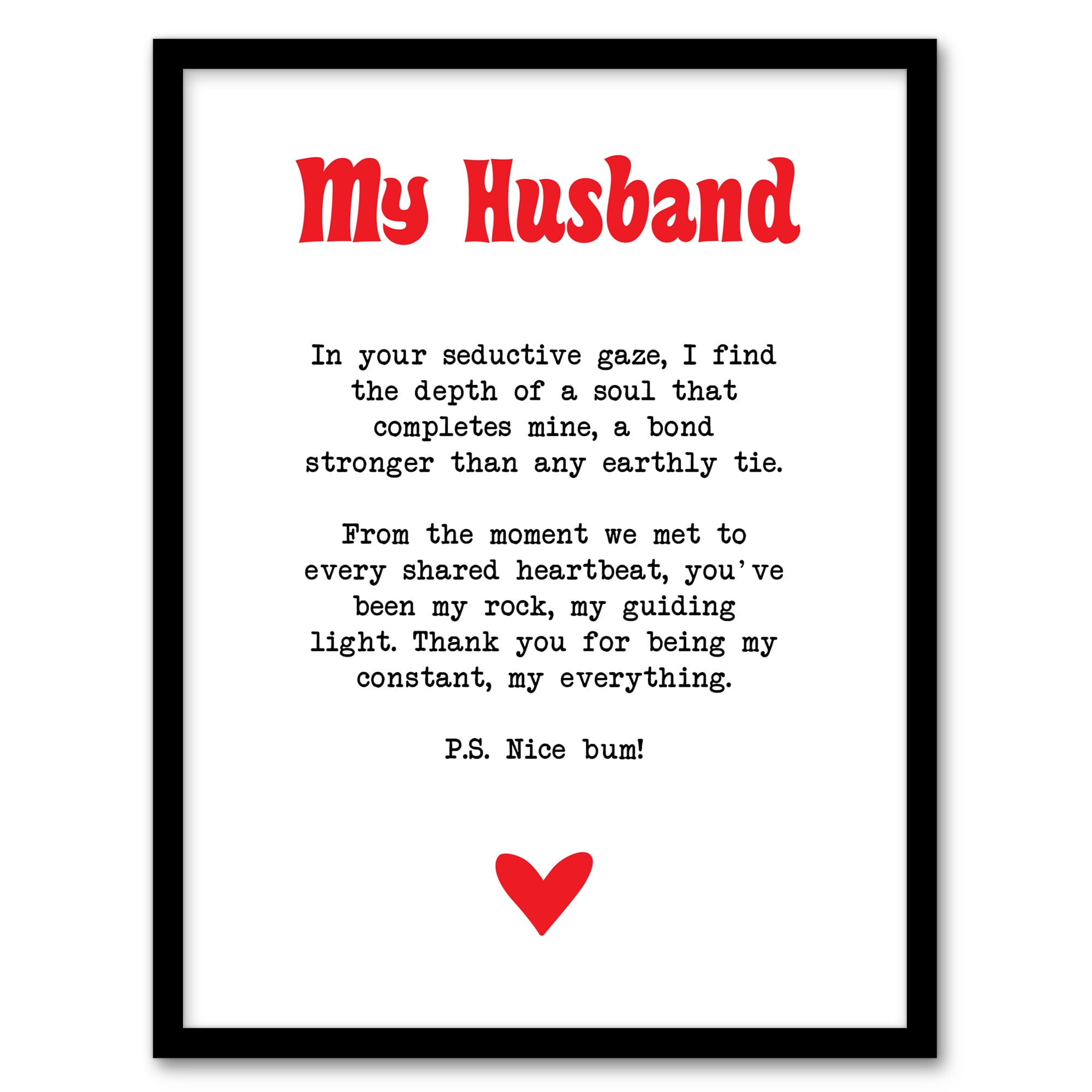 Artery8 Love Poem My Everything Husband Romantic Poetry Bedroom Art Print Framed Poster Wall ...