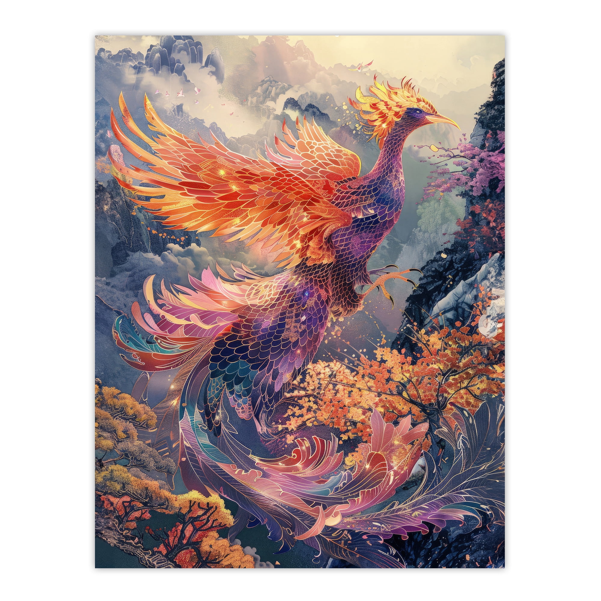 Artery8 Magical Phoenix Colourful Fantasy Concept Art For Living Room ...