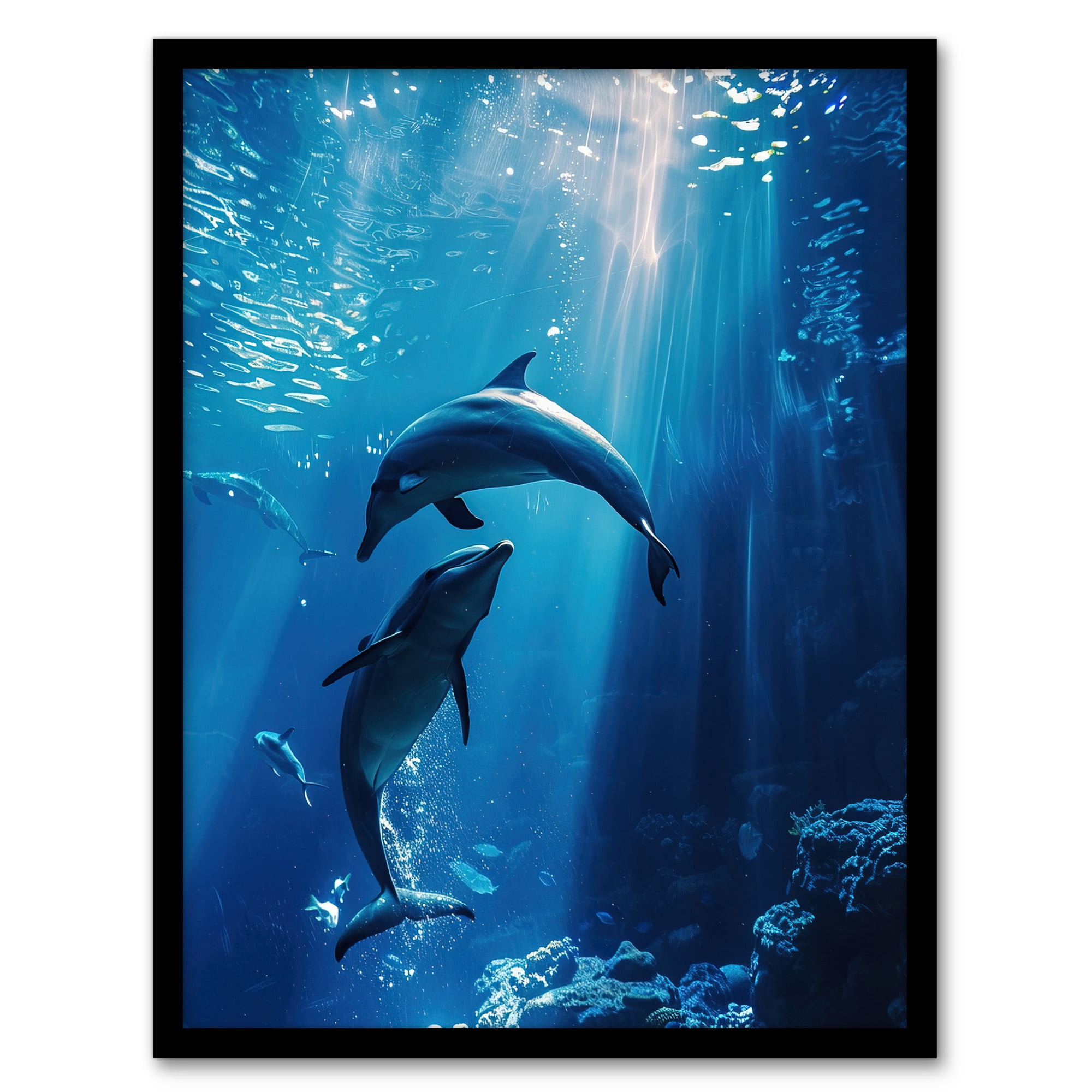 Artery8 Majestic Dolphins Marine Life Underwater Seascape Living Room ...