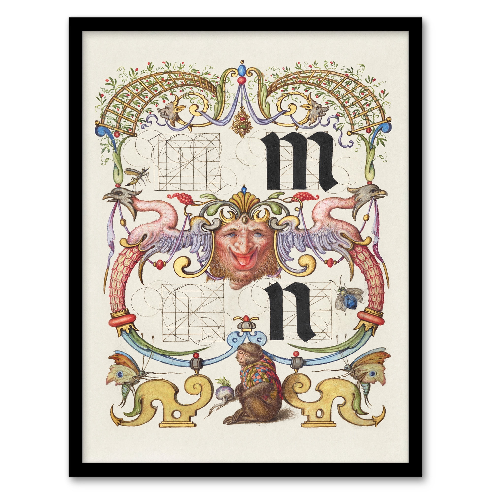 Artery8 Model Book of Calligraphy Pictorial Letter Guide M And N Framed ...