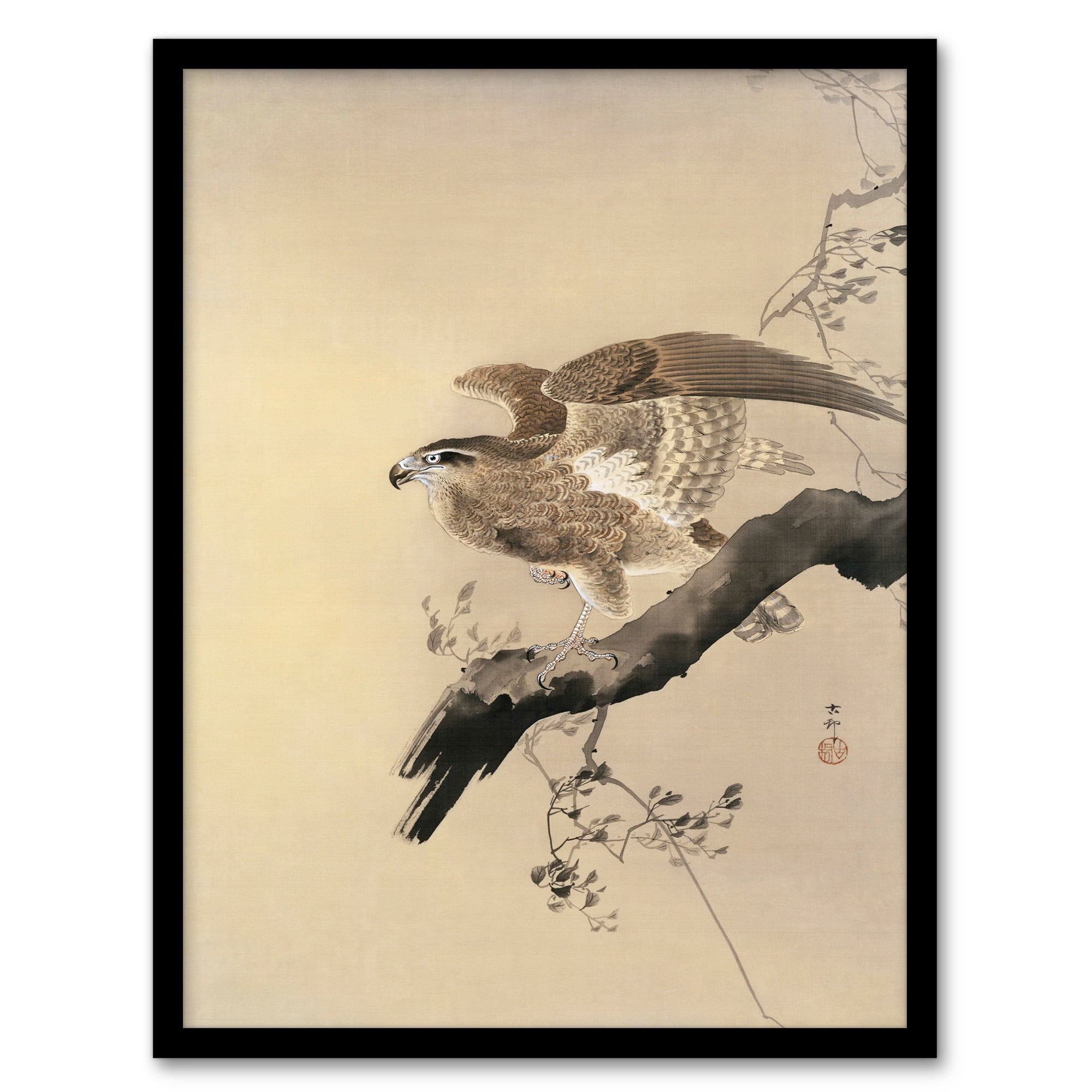 Artery8 Ohara Koson Hawk Bird of Prey on Tree Branch Framed Wall Art ...