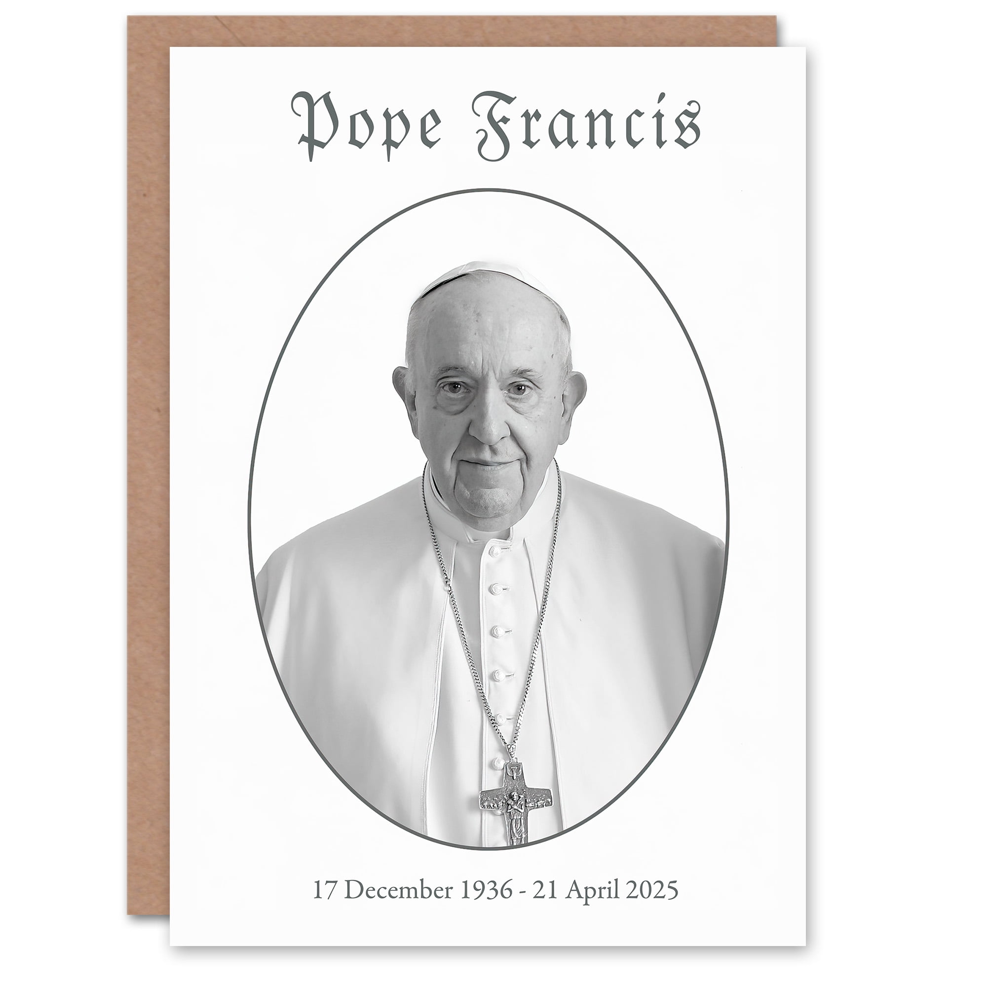 Artery8 Pope Francis Memorial Greeting Card Black & White Portrait ...