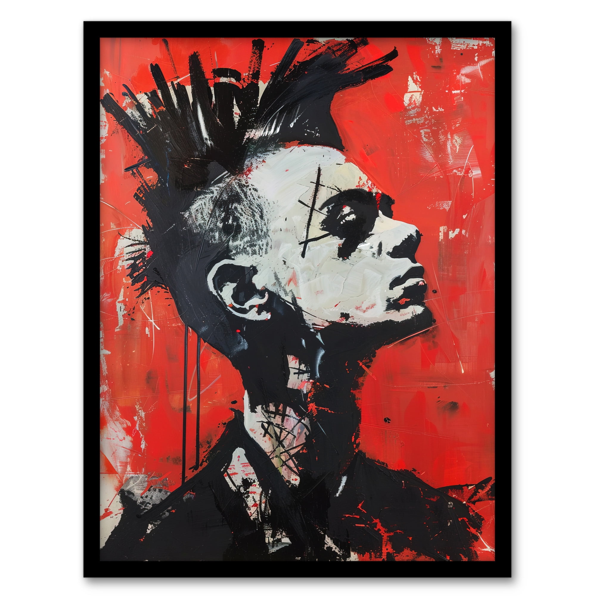 Artery8 Punk Mohawk Modern Portrait Street Art Goth Living Room Art ...