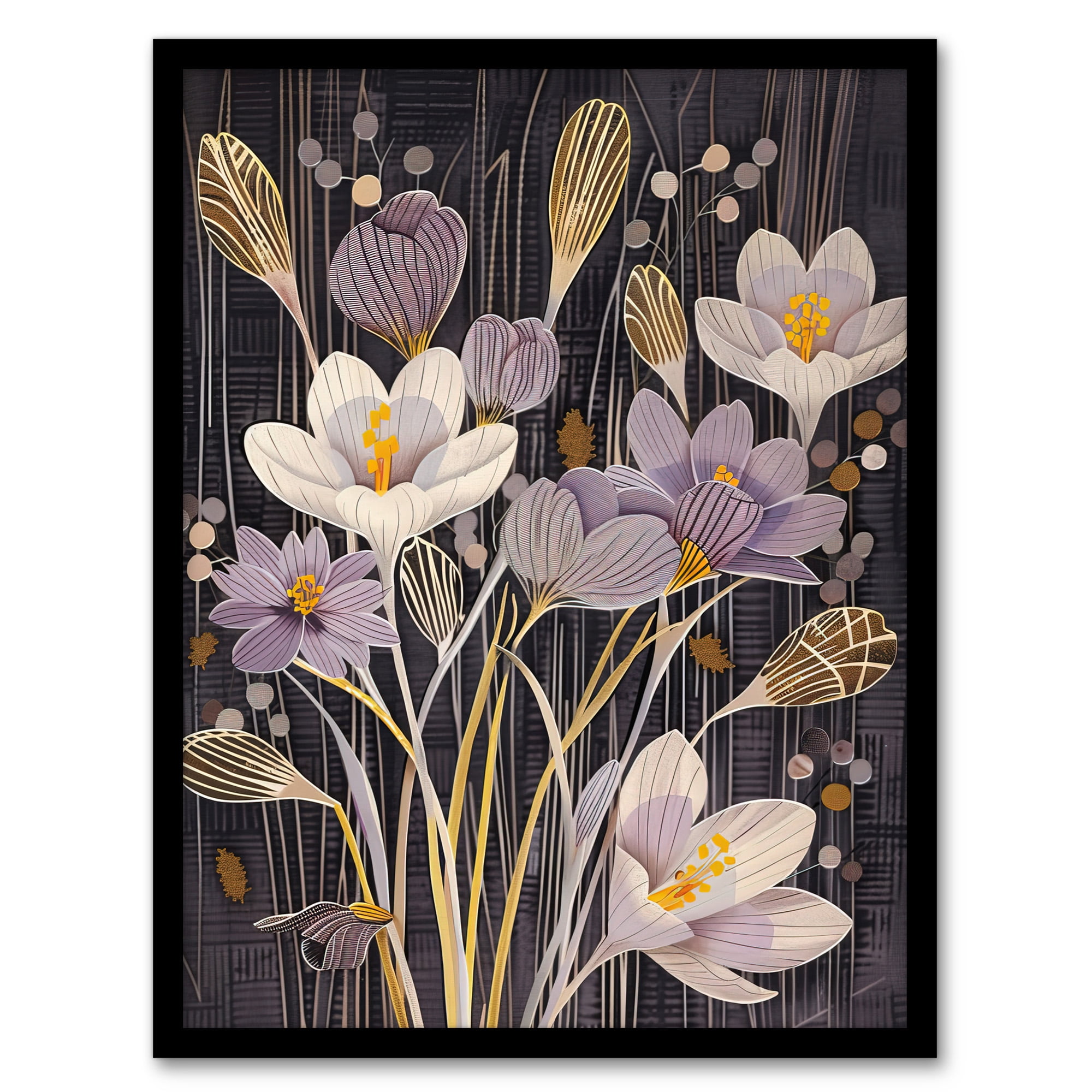Artery8 Purple Crocus Flowers in Bloom Artwork Floral Living Room ...