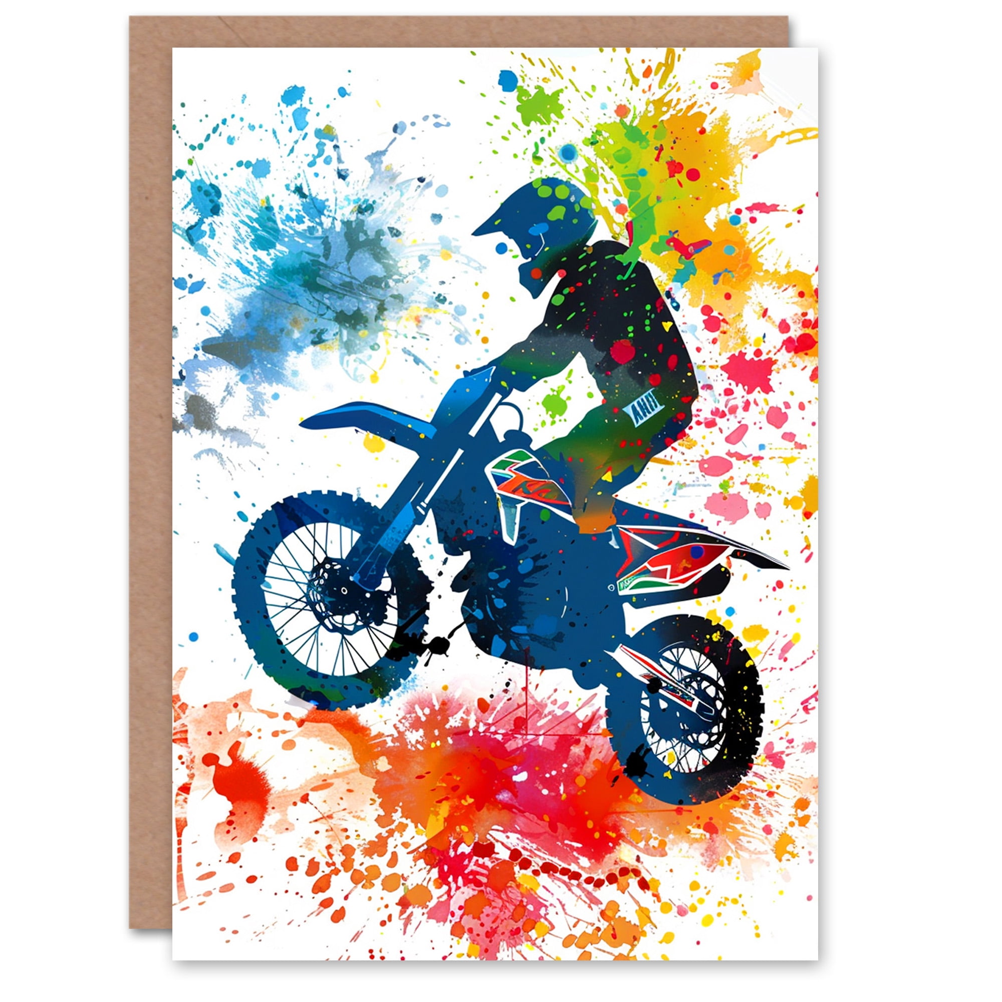 Artery8 Rainbow Paint Splat Motorcycle Motocross Sport For Him Man ...