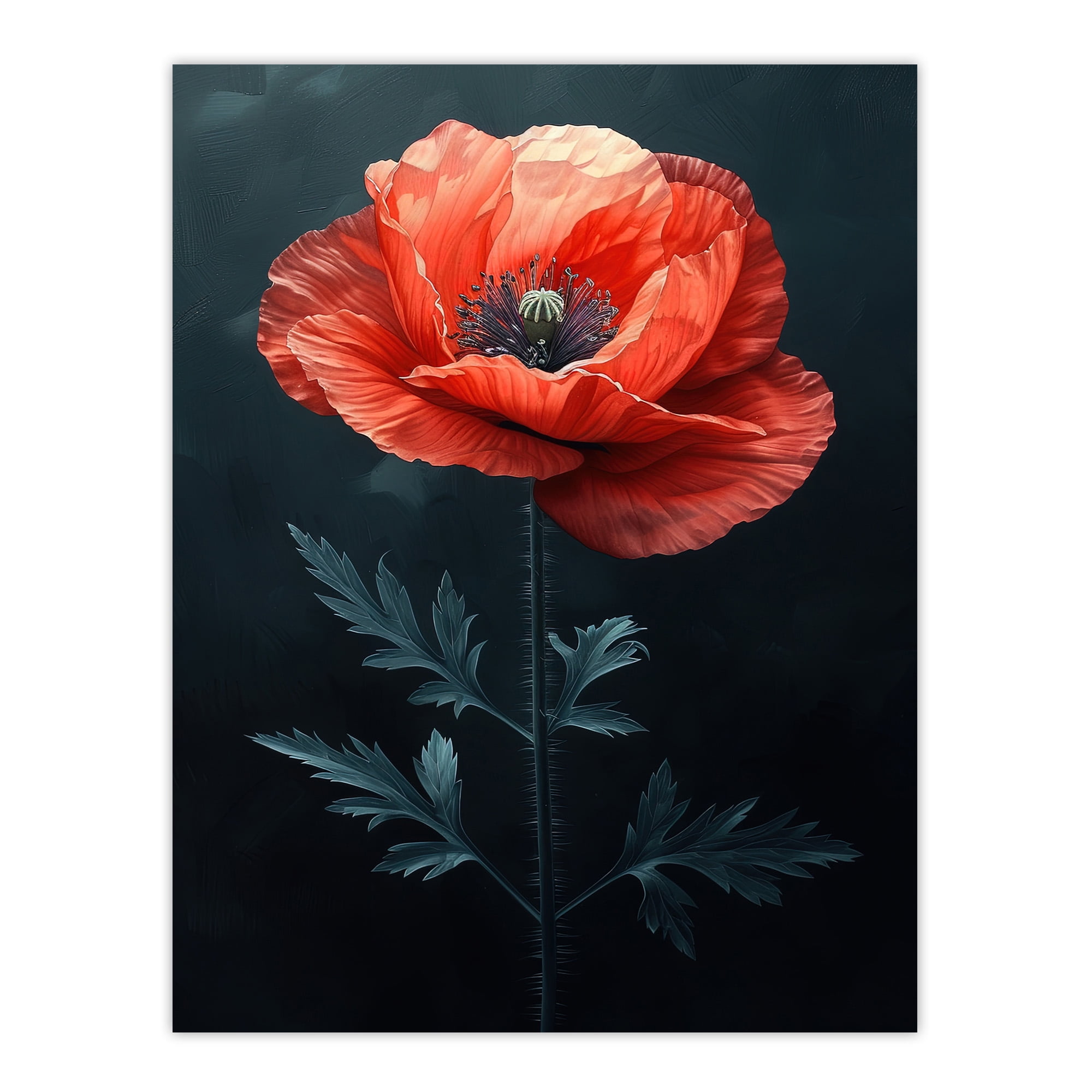 Artery8 Realistic Red Poppy Painting Dramatic and Bold For Living Room ...