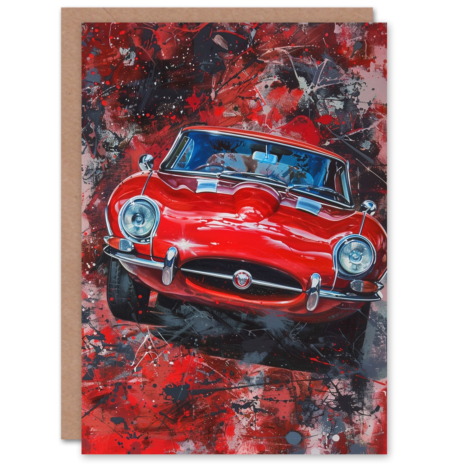 Artery8 Red Iconic Sports Car Modern Abstract Painting Blank For Him Or ...