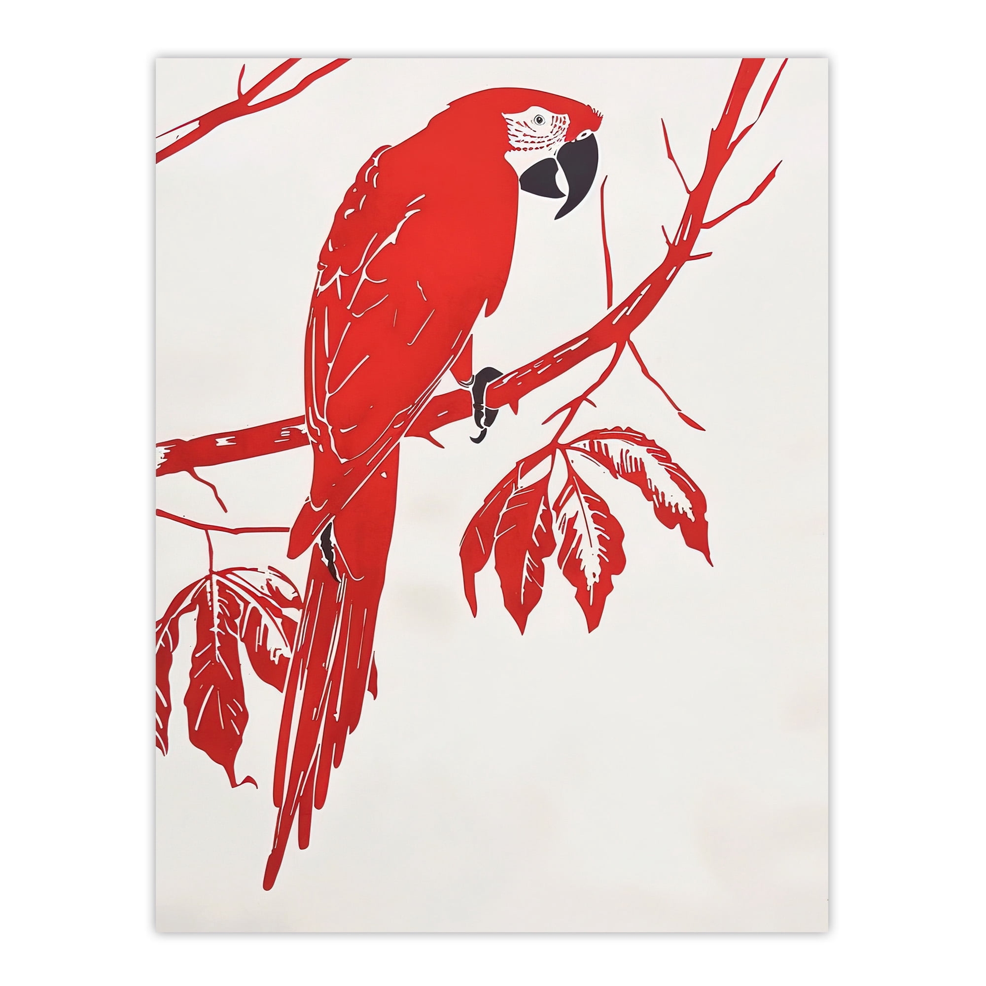 Artery8 Red Scarlet Macaw Parrot Bird on Tree Branch Living Room Large ...