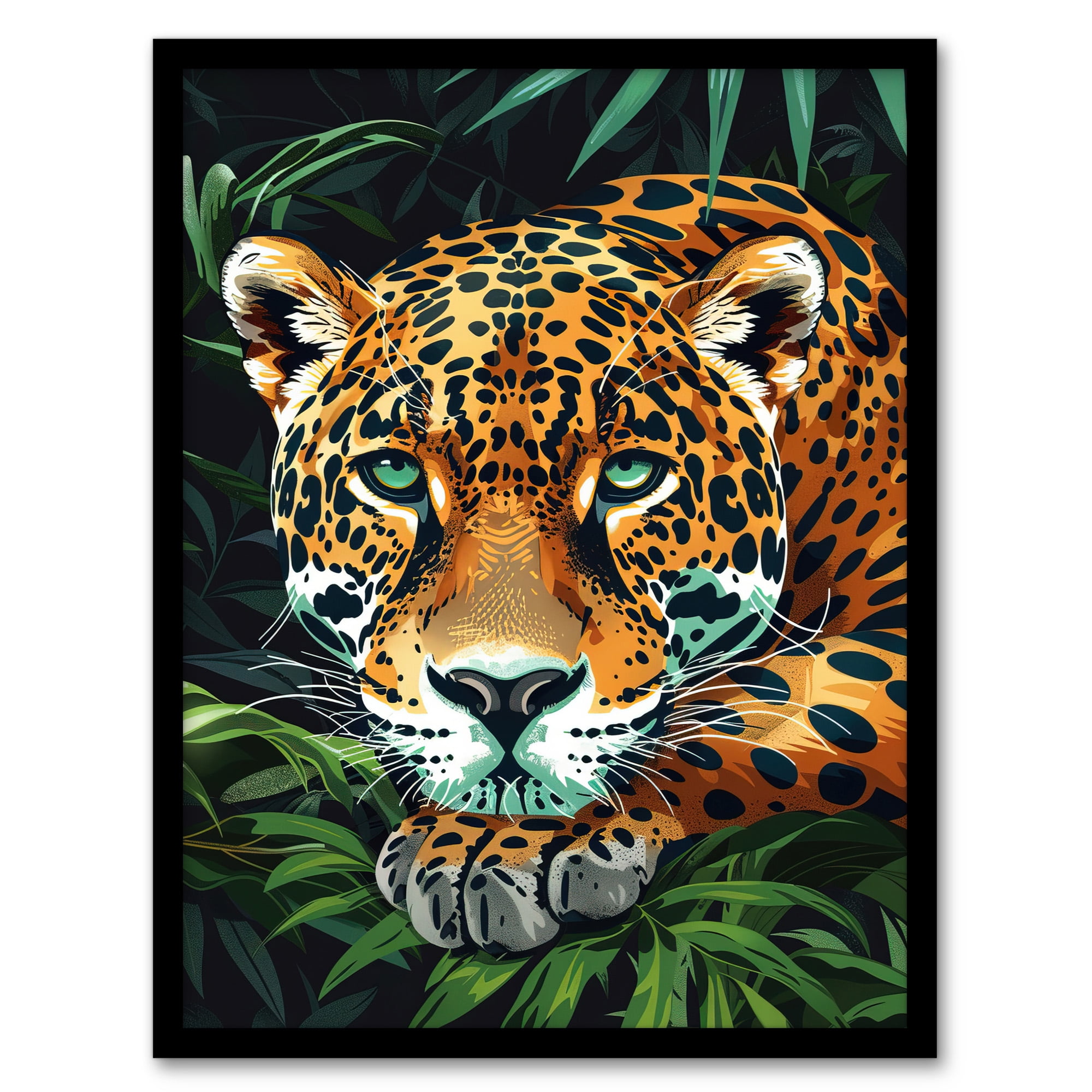 Artery8 Resting Jaguar In Lush Jungle Animal Portrait Living Room ...