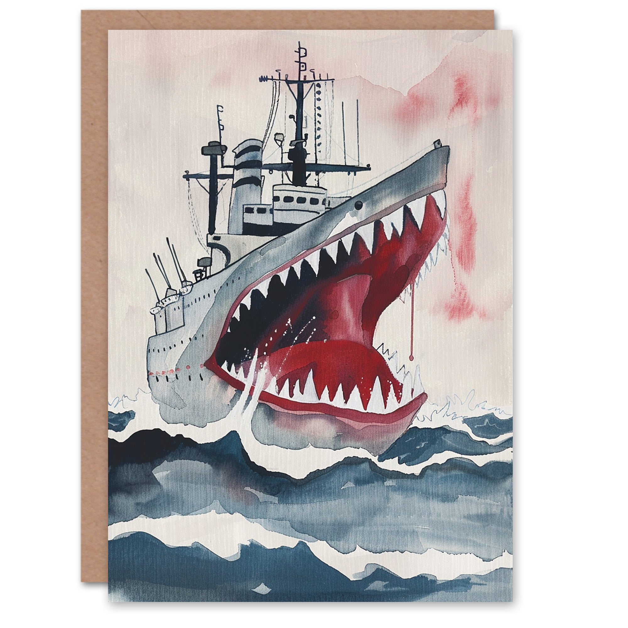 Artery8 Shark Warship Surreal Concept Art Watercolour For Him Man ...