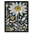 Artery8 Single Daisy Flower Artwork Dark Floral Folk Art Living Room ...
