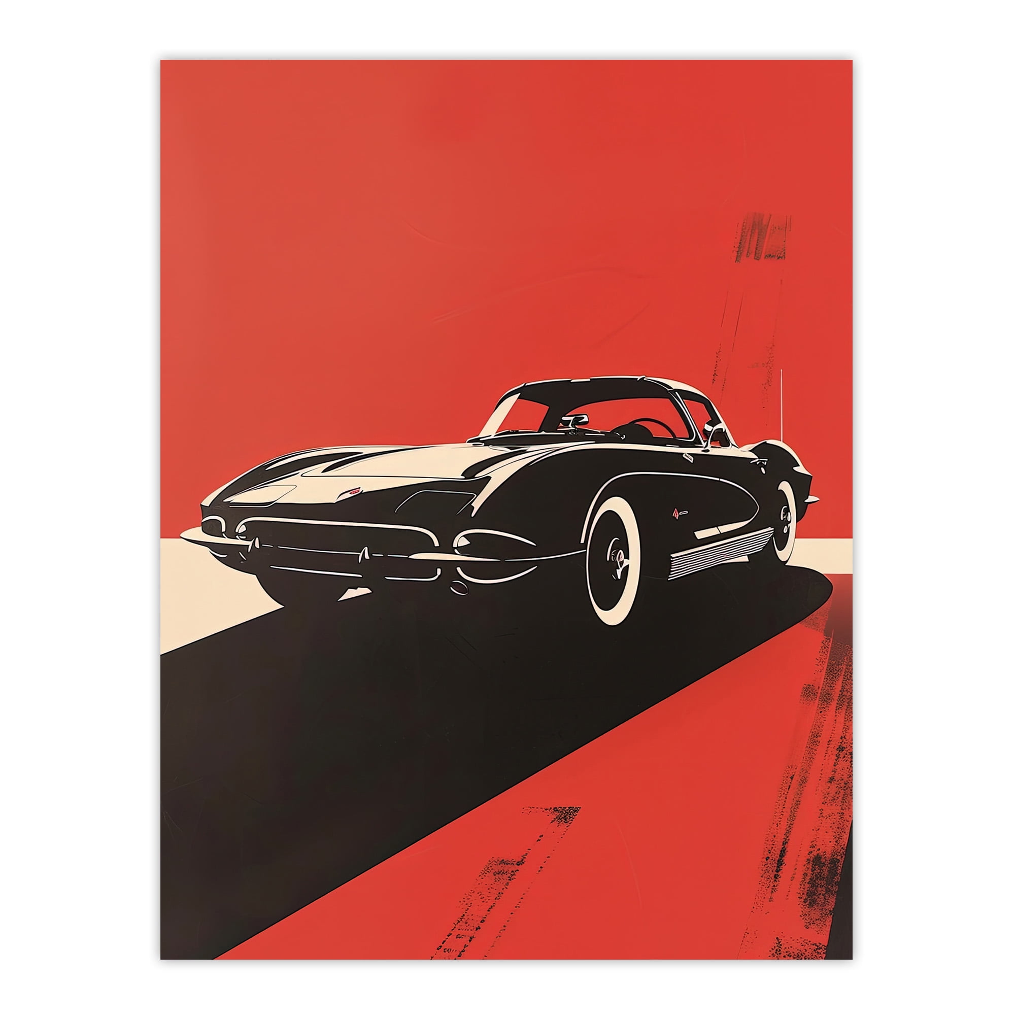 Artery8 Sports Car Bold Red Black White High Contrast For Living Room ...