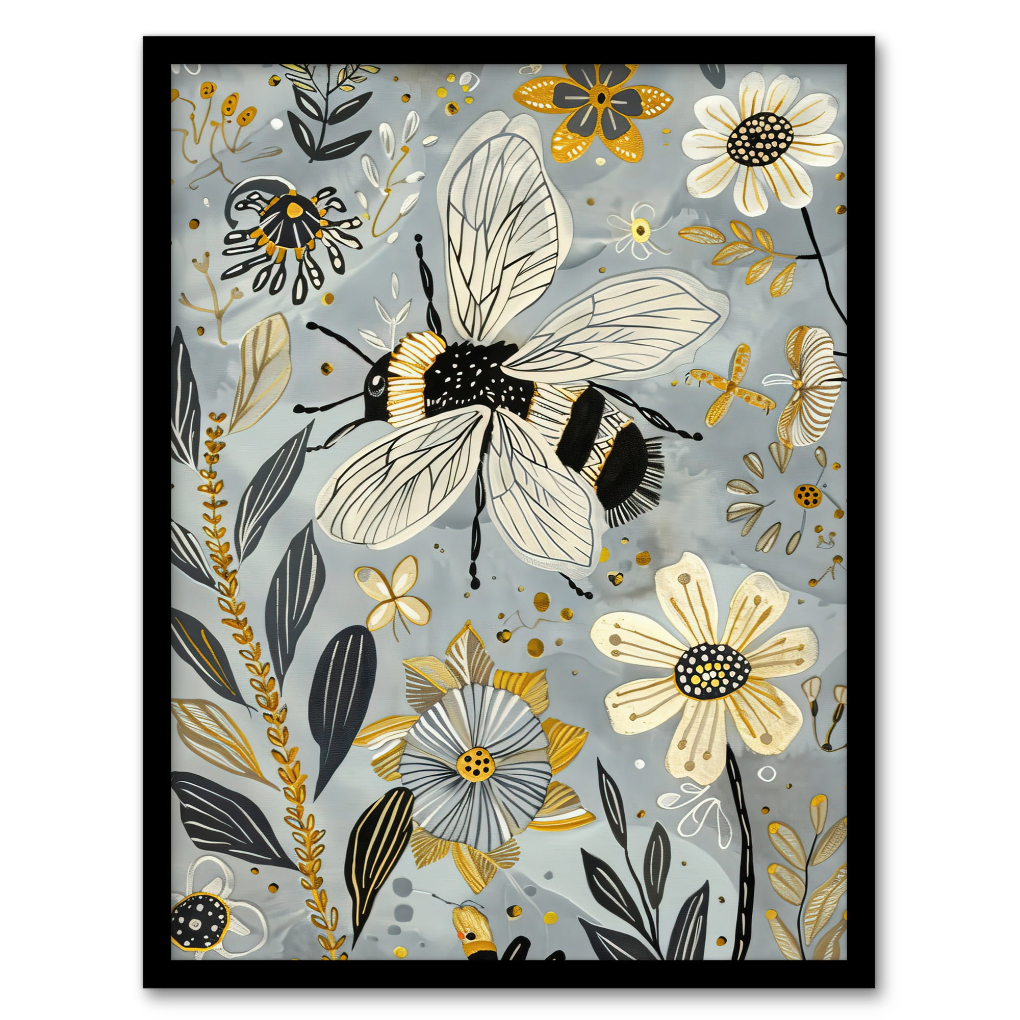 Artery8 Spring Flower Honey Bee Rustic Floral Design Living Room ...