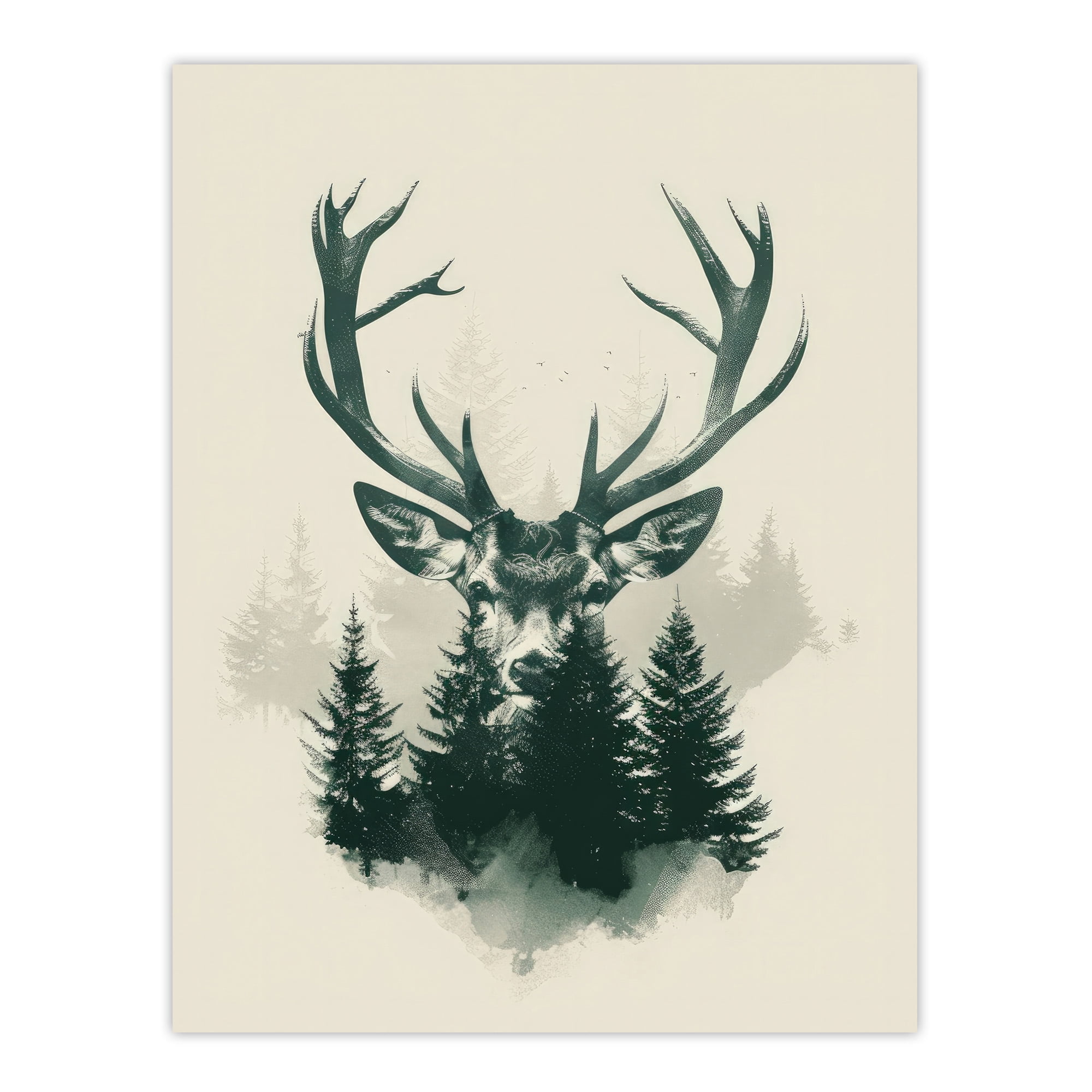 Artery8 Stag Head and Pine Trees Forest Design For Living Room Extra ...