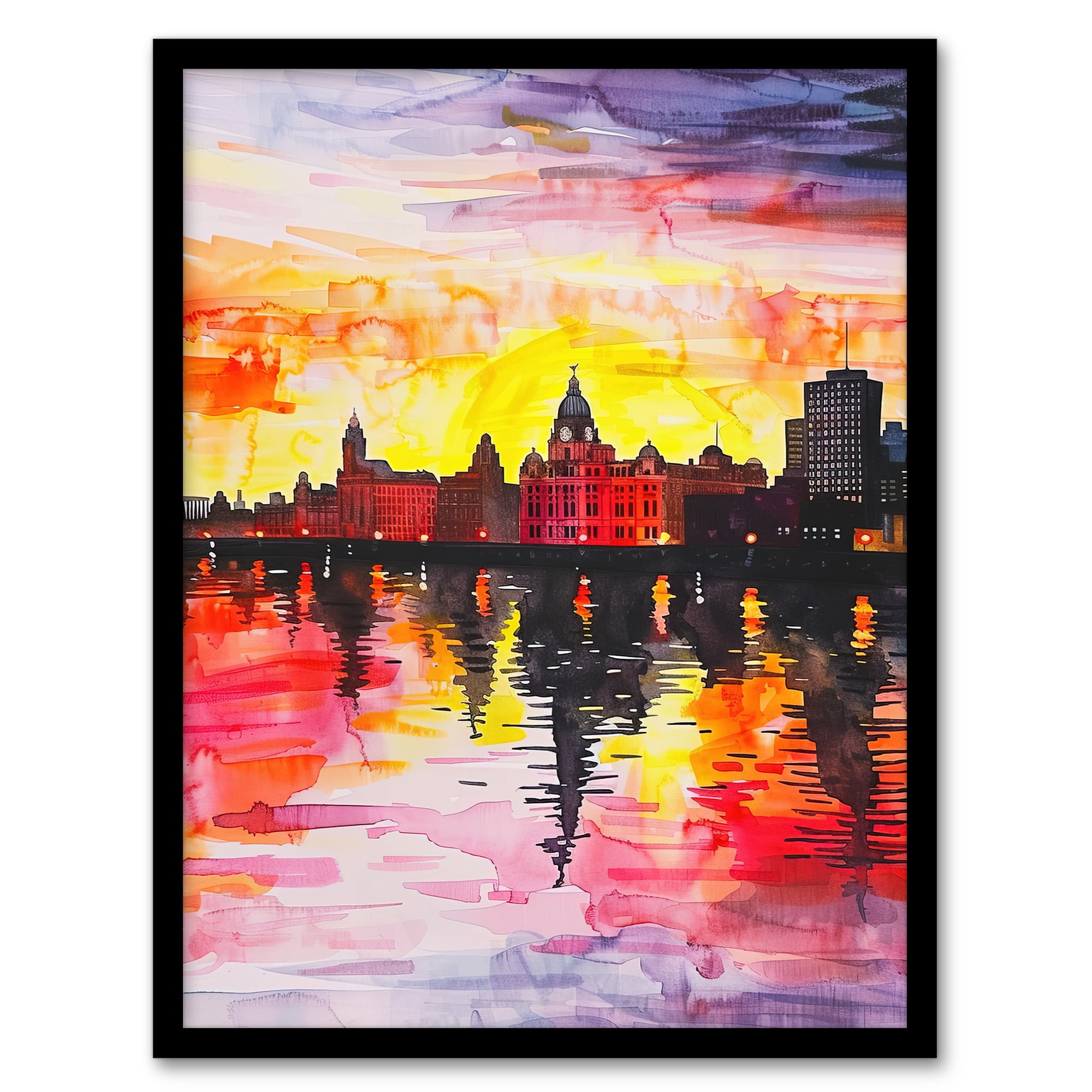 Artery8 Vibrant Liverpool City Waterfront Sunset Painting Living Room ...