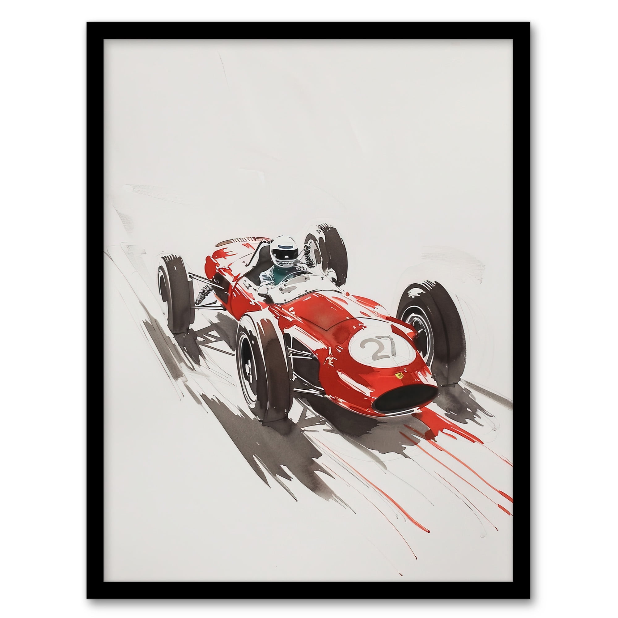 Artery8 Vintage Automobile Race Car Sport Watercolour Man Cave Art ...