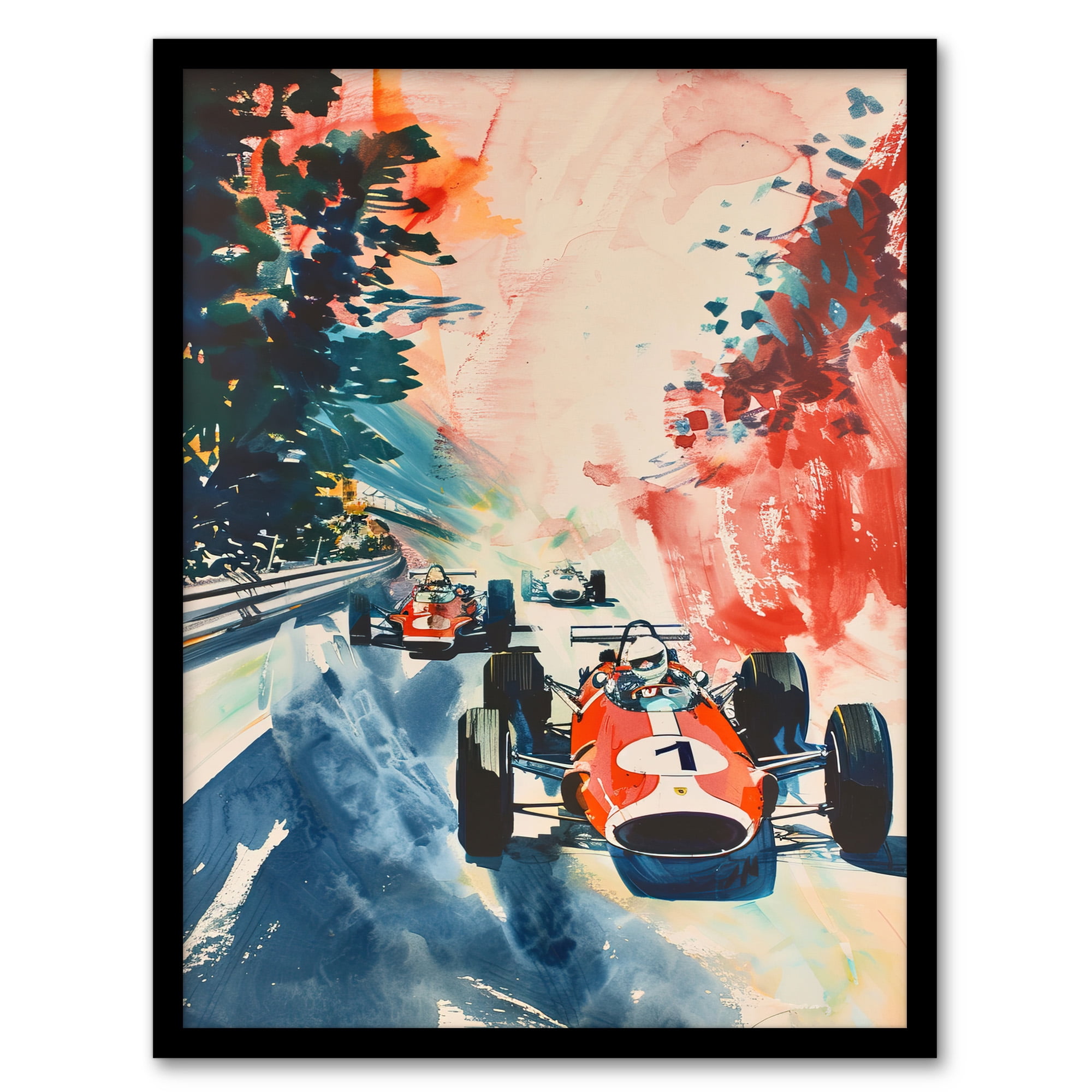 Artery8 Vintage Motor Sport Car Racing Abstract Man Cave Artwork Framed ...
