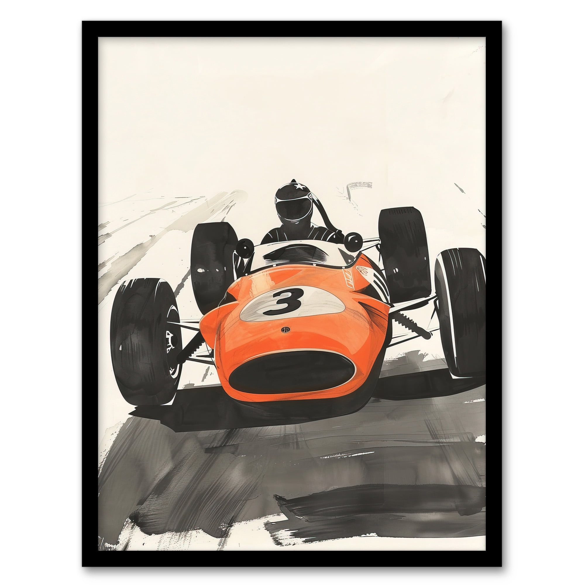 Artery8 Vintage Race Car Driver Racing Sport Watercolour Man Cave Art ...