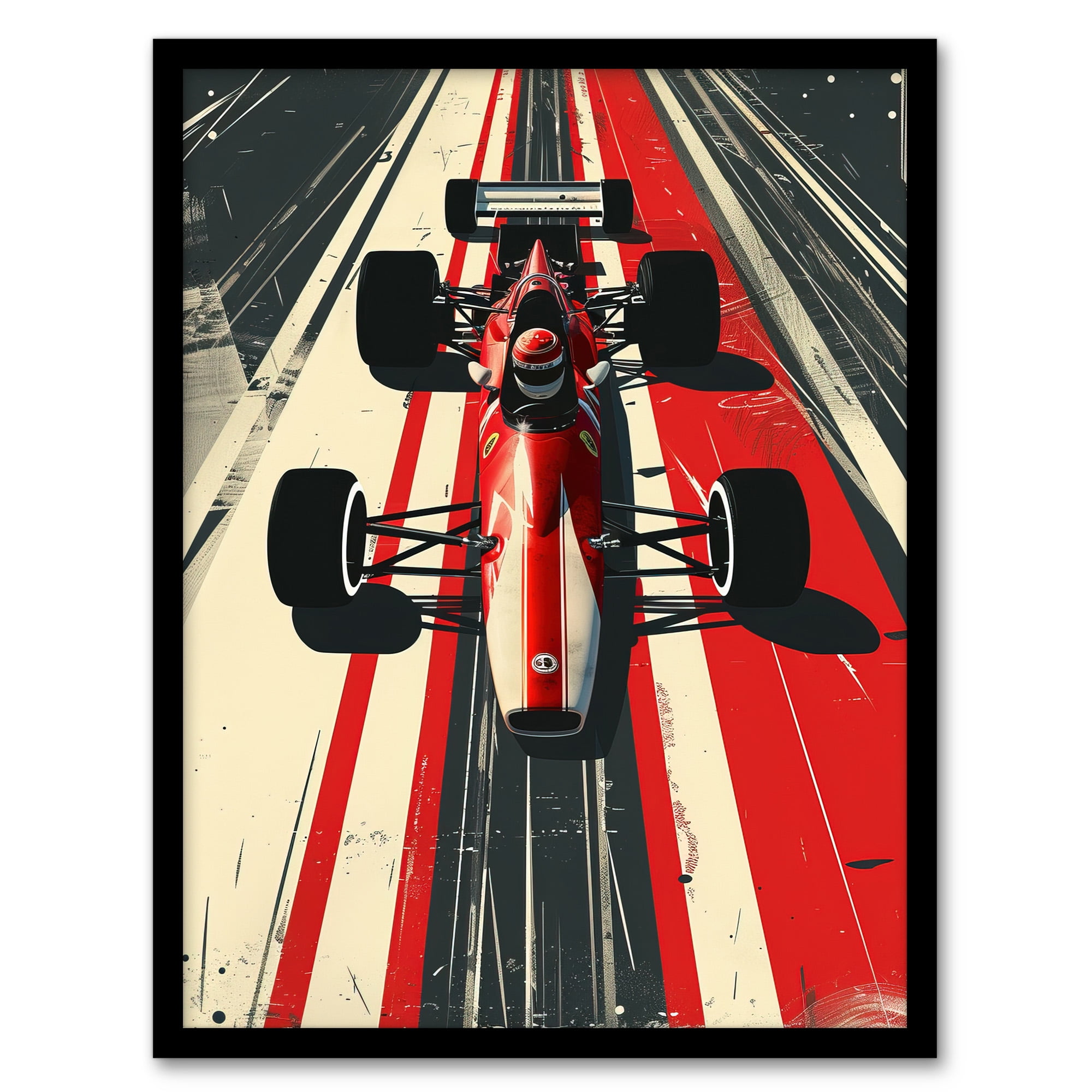 Artery8 Vintage Red Race Car Sport Speed Racing Track Man Cave Artwork ...