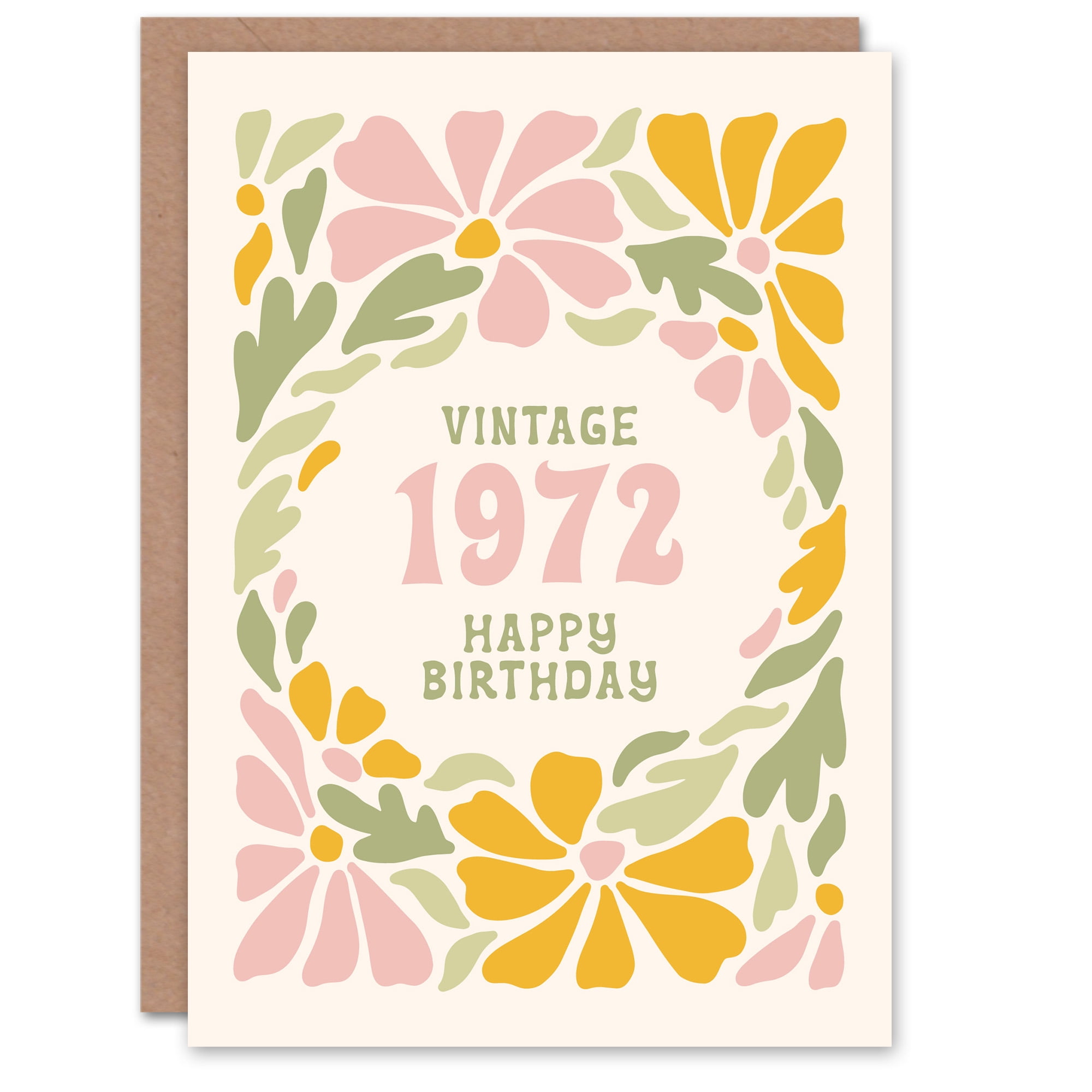 Artery8 Vintage Retro Pastel Floral Her Born 1972 Aged 53 Years Old ...