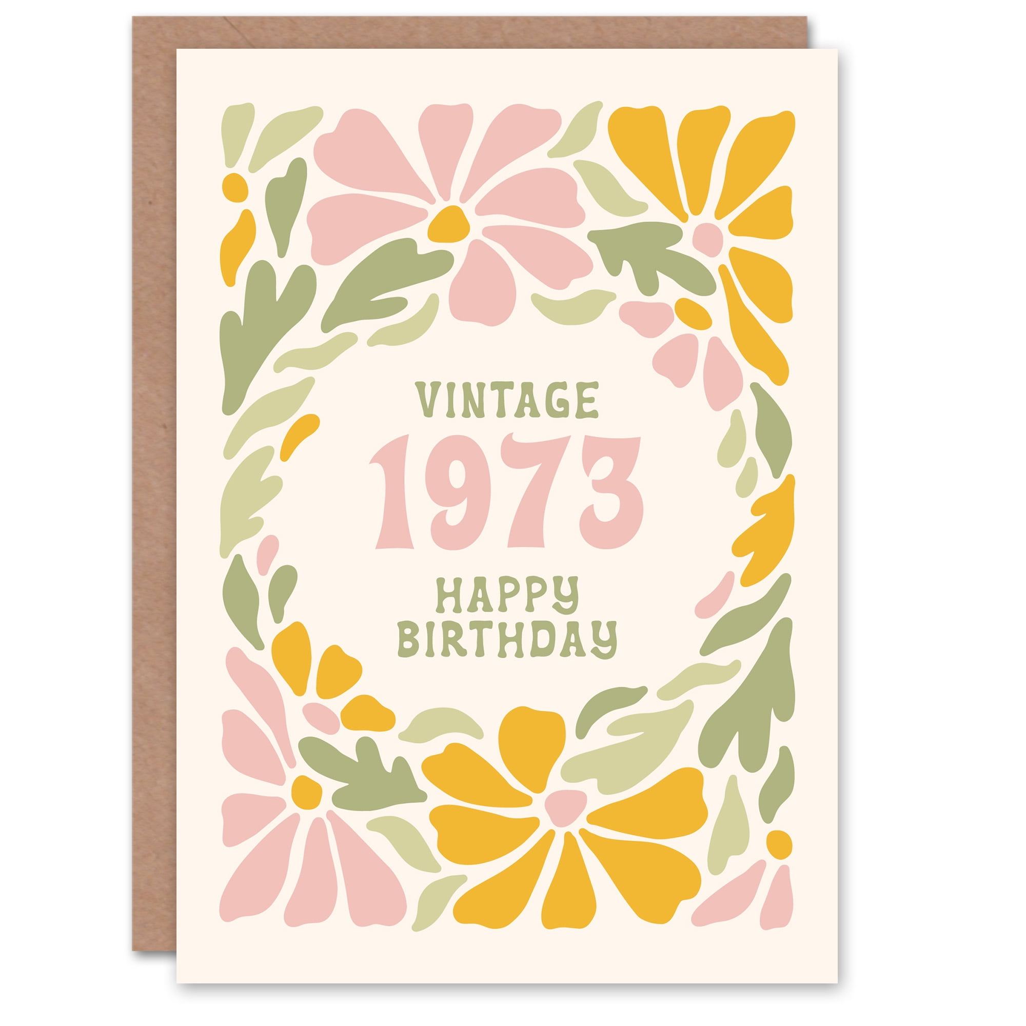 Artery8 Vintage Retro Pastel Floral Her Born 1973 Aged 52 Years Old ...
