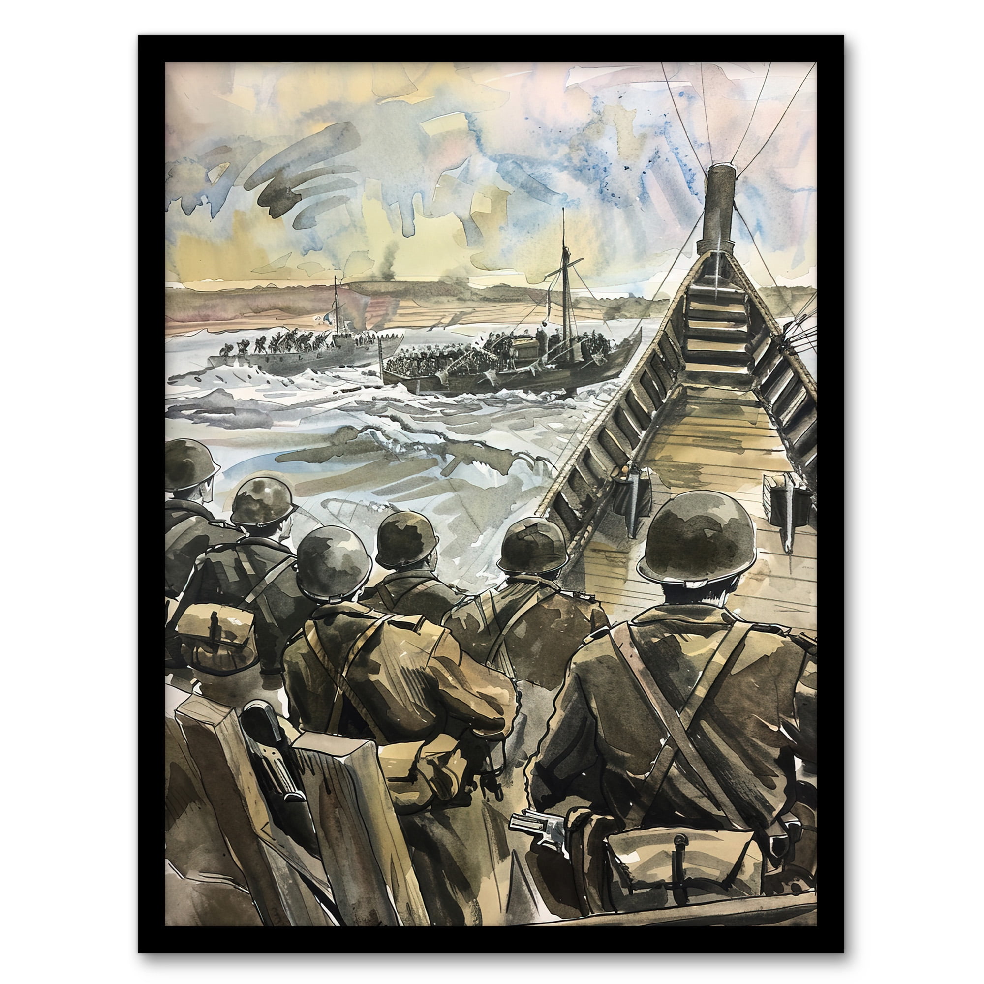 Artery8 War Military Normandy Landing D Day Watercolour Man Cave ...