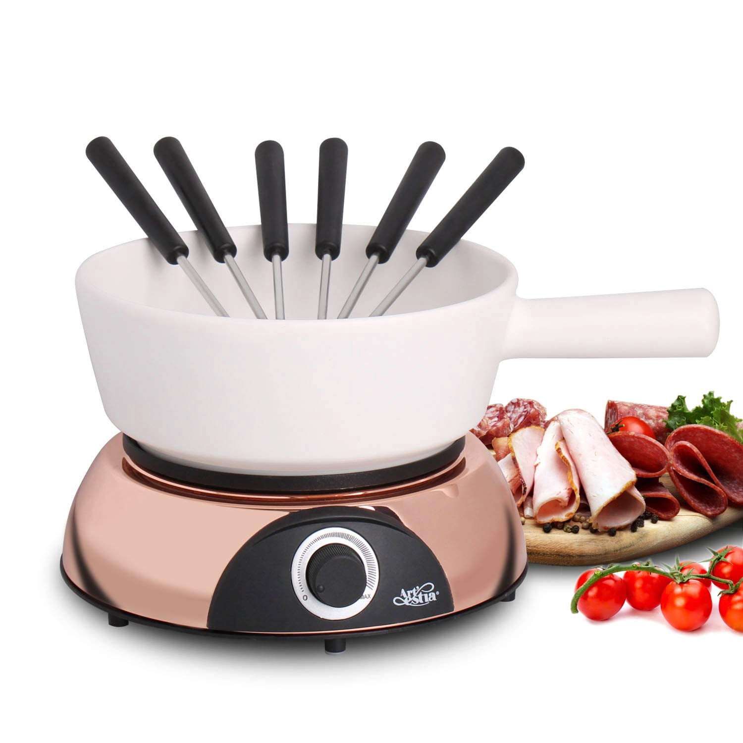 Artestia Electric Fondue Pot 2-QT 1500W, Dual-Use Swiss Fondue Set for ...