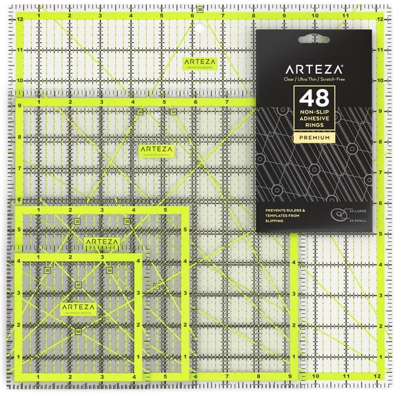 Arteza Acrylic Quilter's Ruler Kit, Non-Slip Rings- 5 Pack - Walmart.com