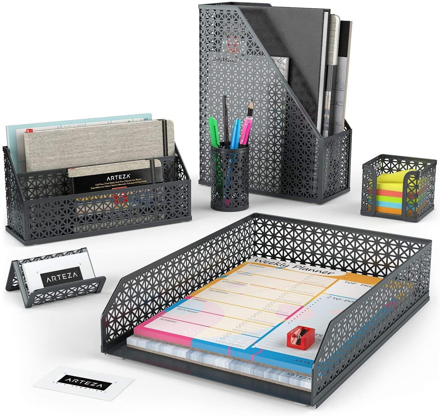 Arteza Desk Organizer, Gray Mesh - 6 Piece Set (ARTZ-8949) - Walmart.com