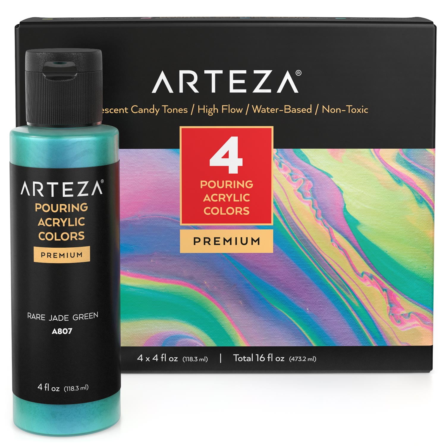 Arteza Iridescent Pouring Acrylic Paint Set (Candy Tones), 118ml -4 ...
