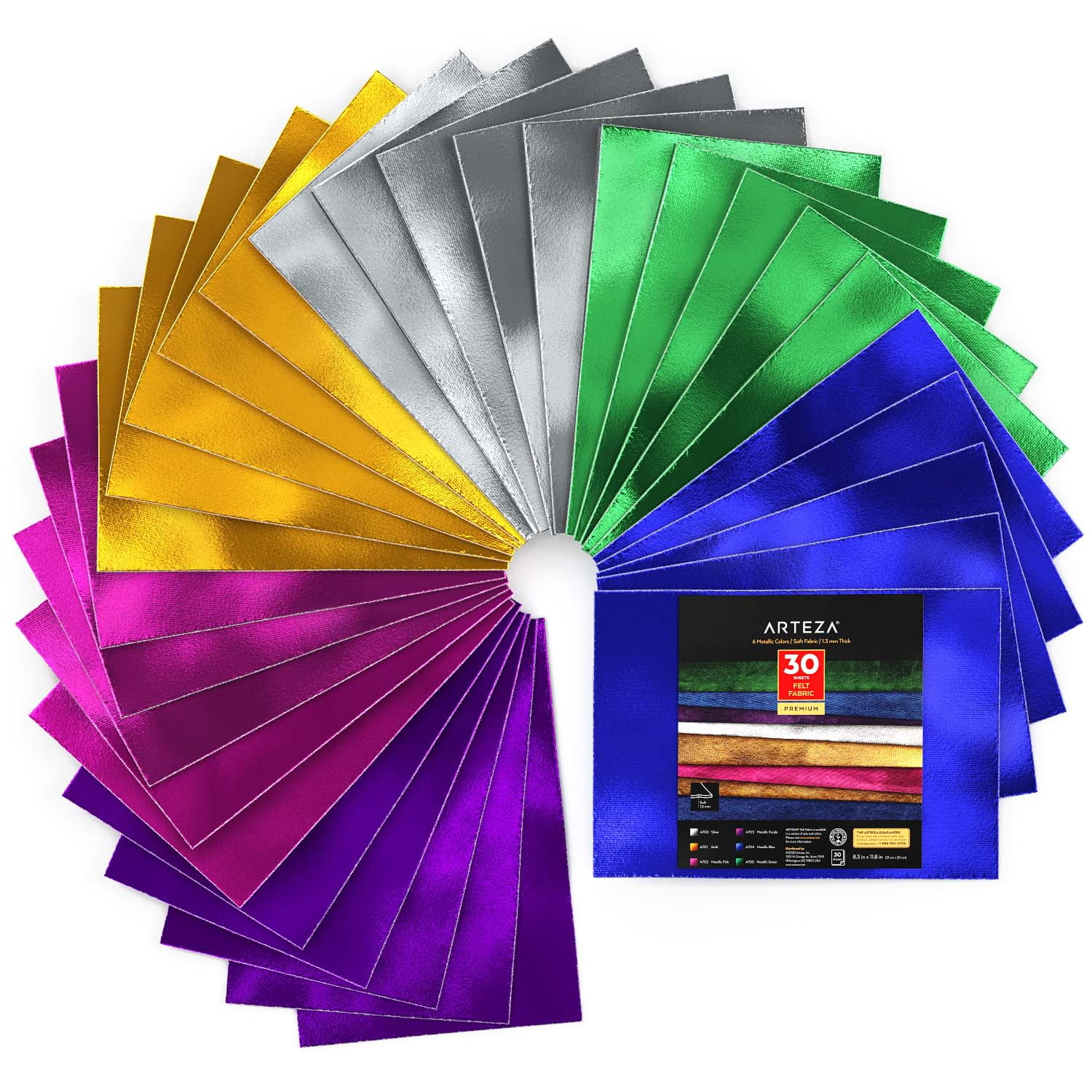 Arteza Metallic Felt Set - 30 Sheets - Walmart.com