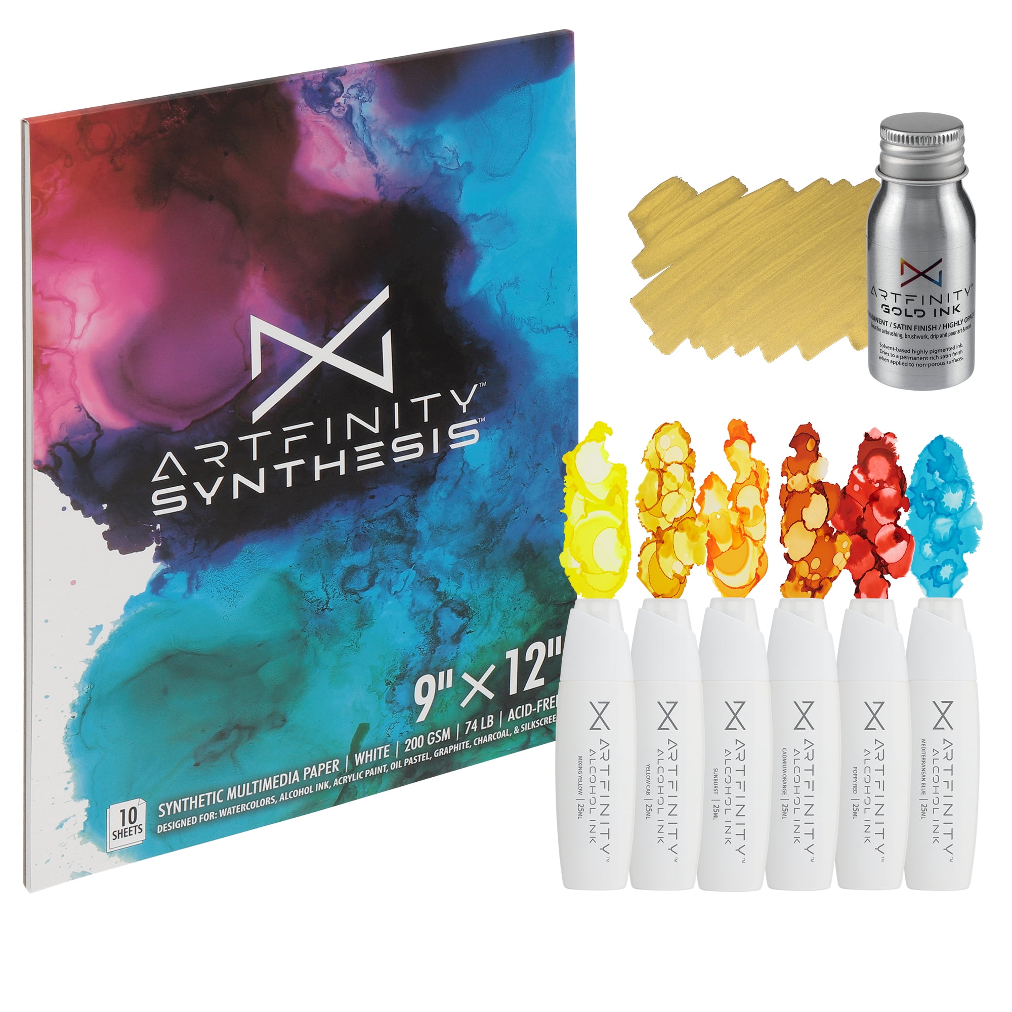 Artfinity Alcohol Ink - Fire Set, 8 Pieces | 10 Sheets 9x12" Multimedia ...