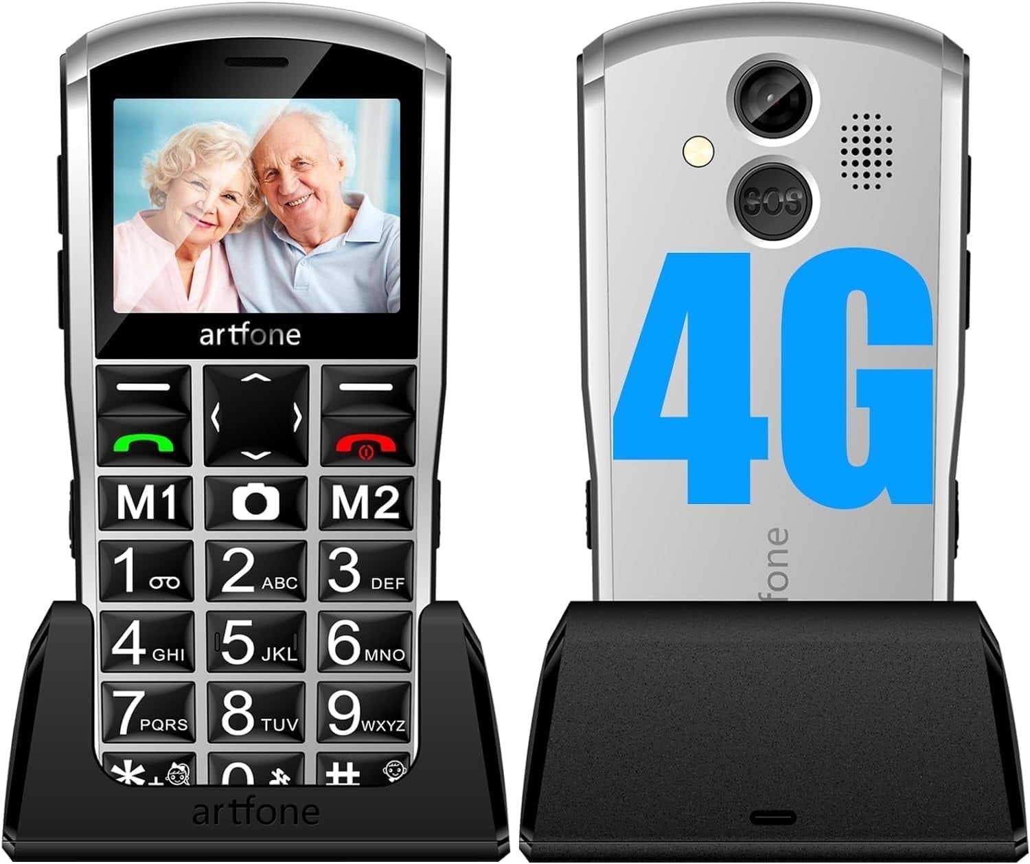Artfone 4G Volte Unlocked Cell Phone for Seniors, Big Button Mobile Phone with 2.4" Display, 2MP ...