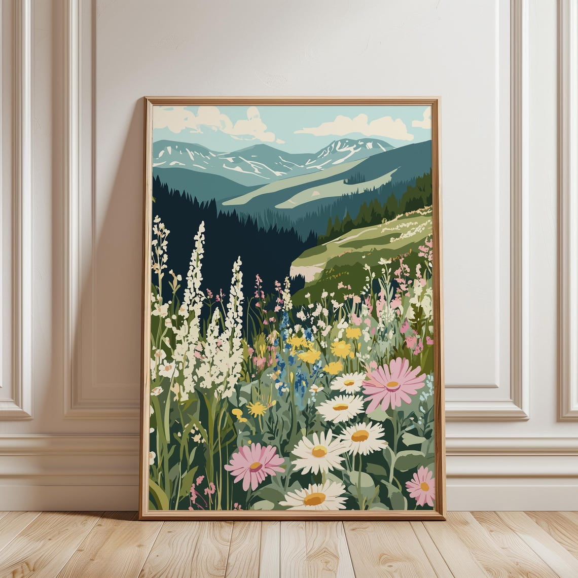 Artful Floral Art, Midcentury Boho Modern Poster, Wildflower Landscape ...