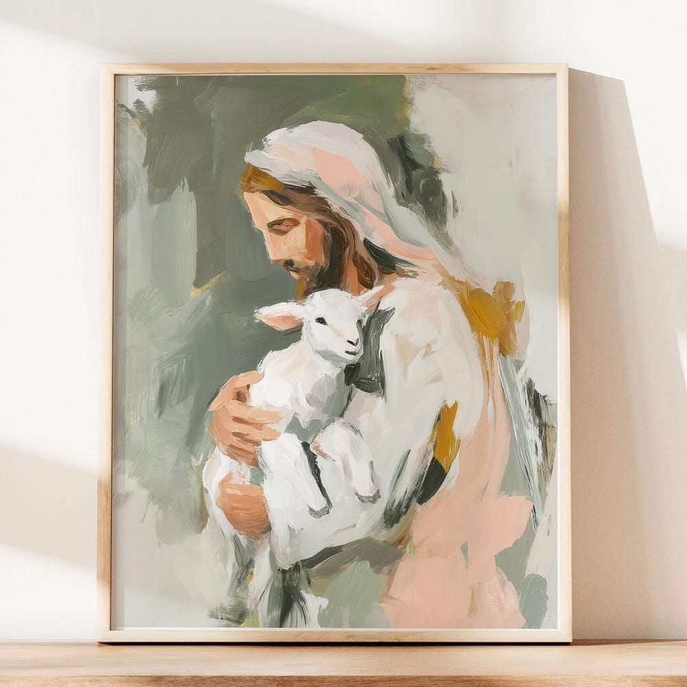 Artful Jesus Print Wallart Jesus The Good Shepherd Painting Art Print ...