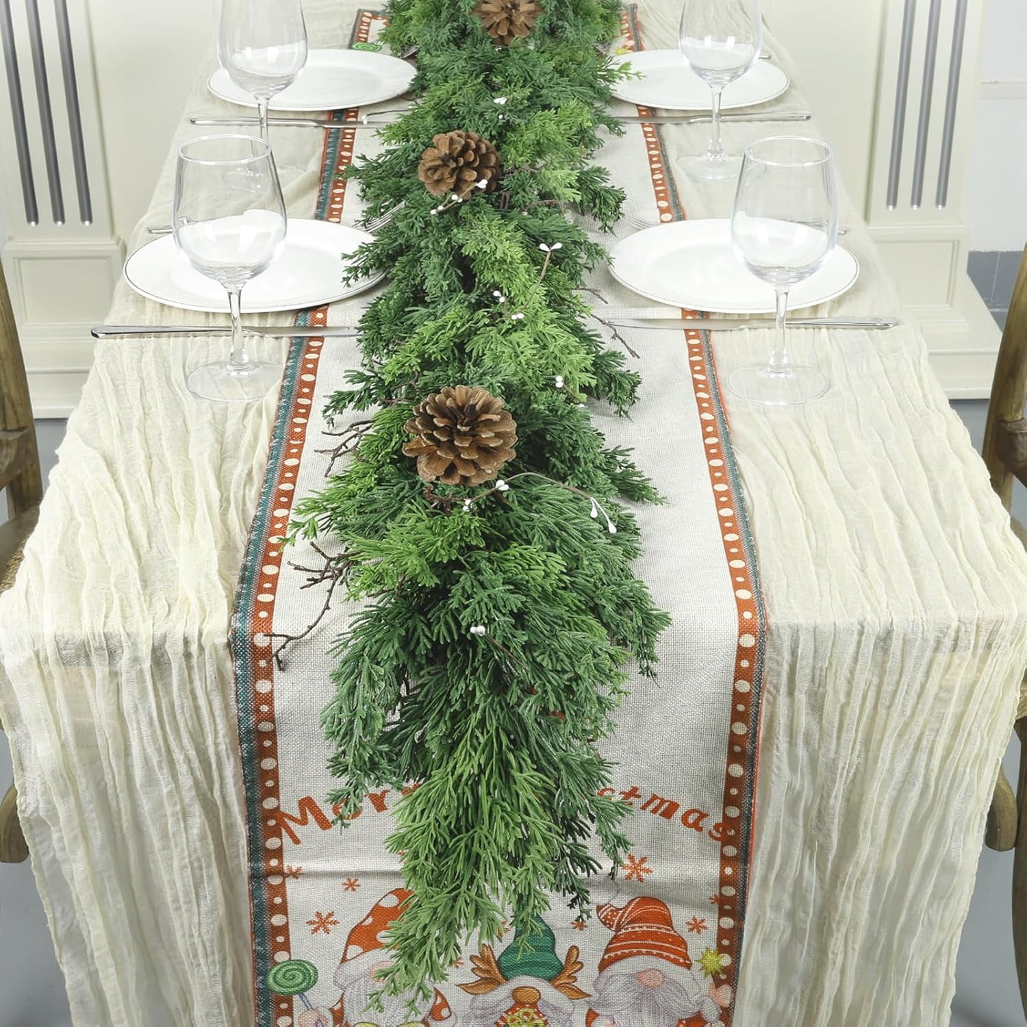 Artgar 6 Ft Christmas Garland - Cedar Cypress Garland with Pine Cone ...