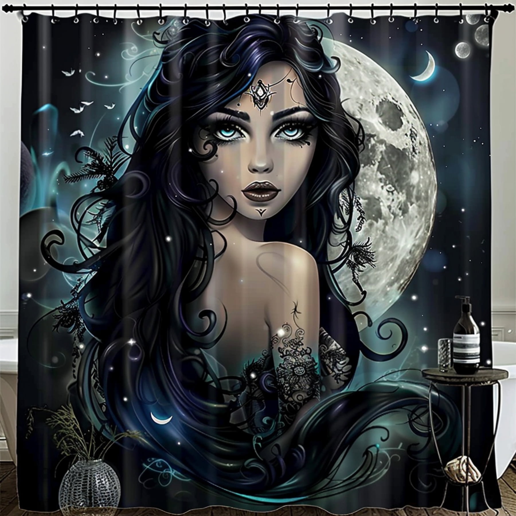 Artgerm Style Gothic Fantasy Mermaid Shower Curtain Design Detailed ...