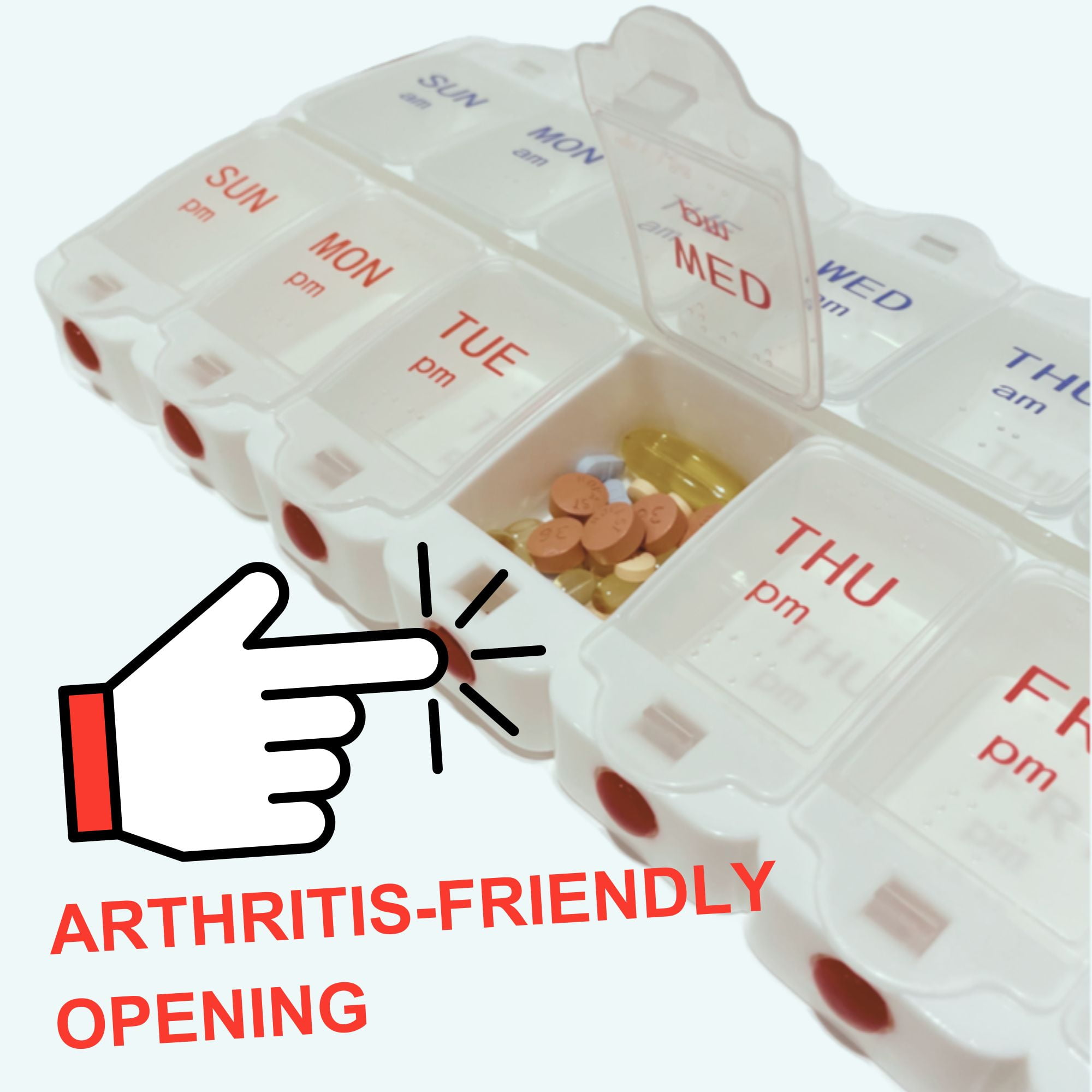 Generic Arthritis-Friendly AM/PM Pill Organizer - Walmart.com
