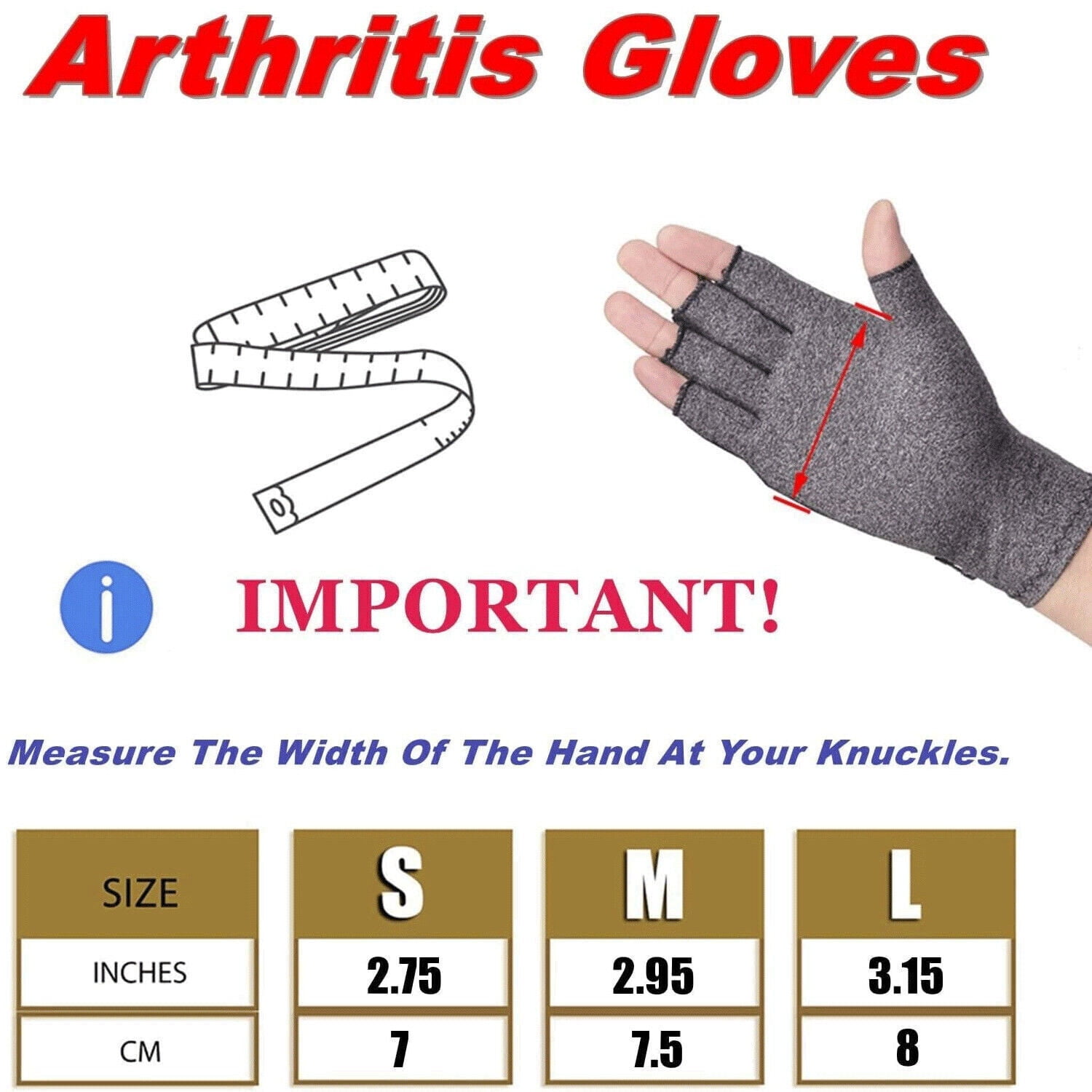 Arthritis Medical Gloves Compression Copper Pain Relief Hand Wrist ...